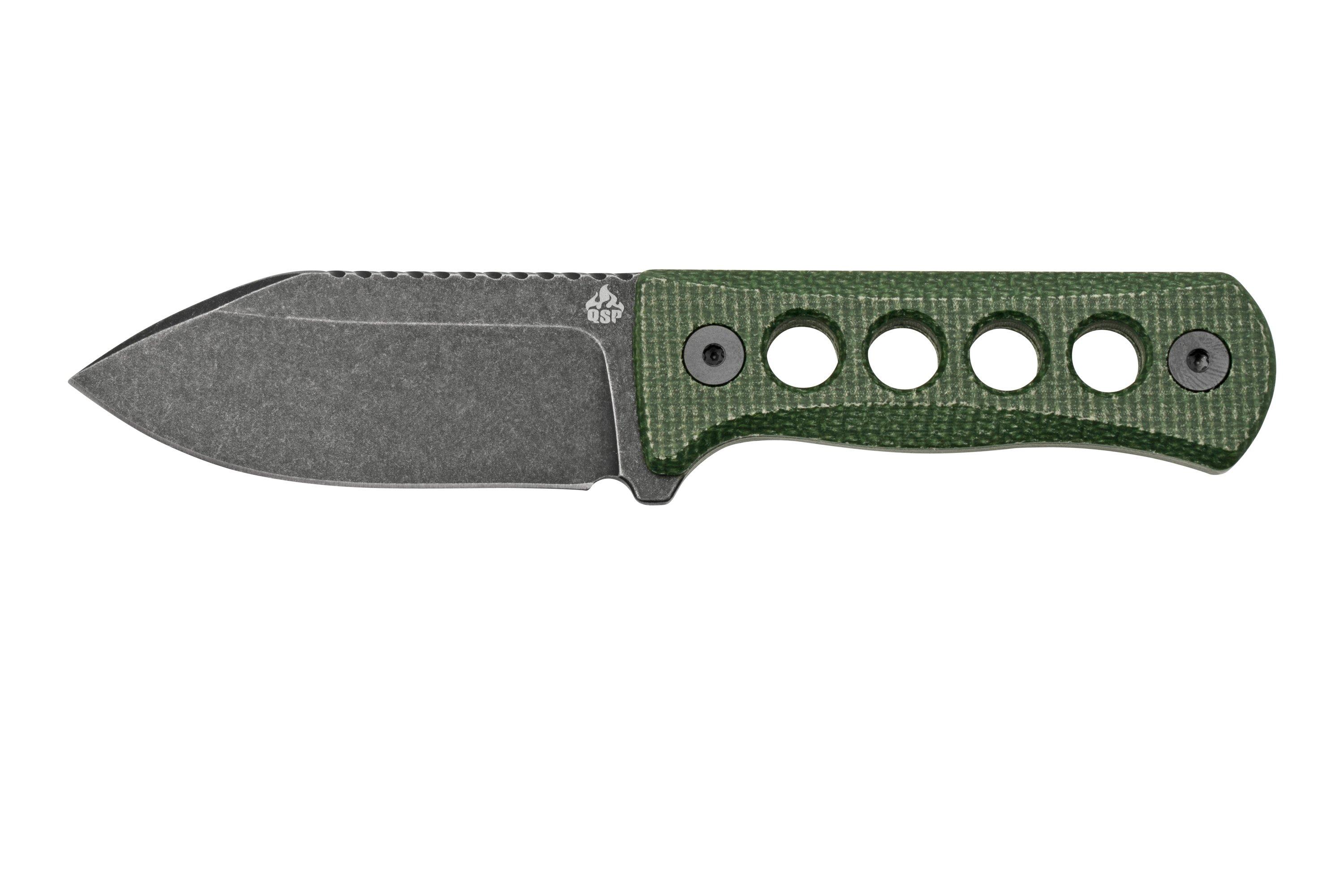 QSP Knife Canary QS141-C2 Blackwashed, Black Green G10, nekmes ...
