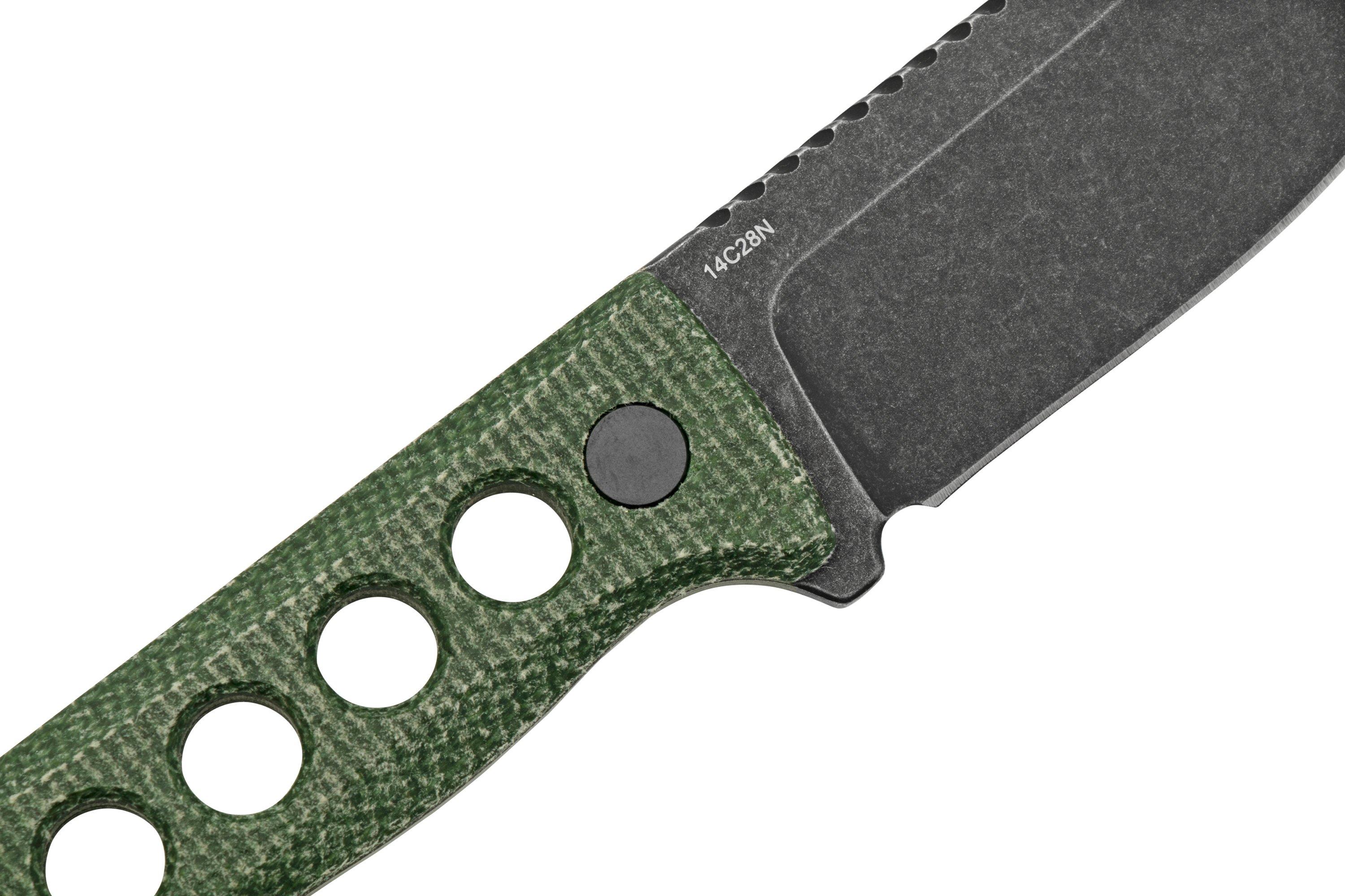 QSP Knife Canary QS141-C2 Blackwashed, Black Green G10, neck knife ...