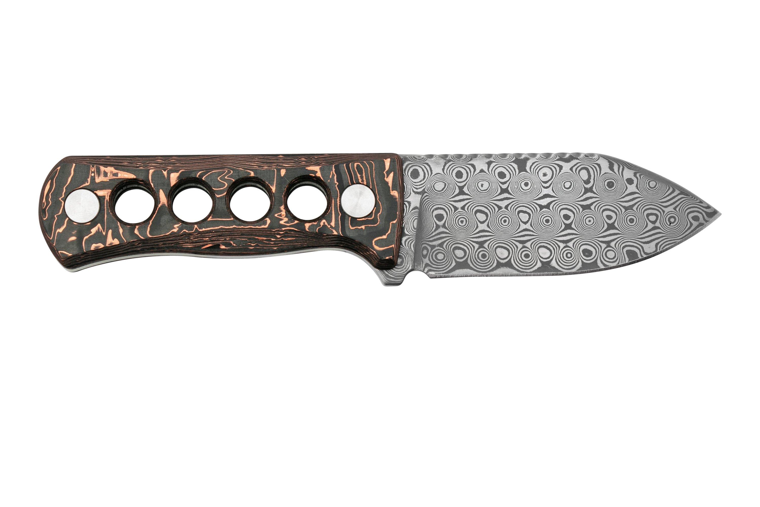 QSP Knife Canary QS141-F Damascus, Copper Foil Carbon Fibre, nekmes ...