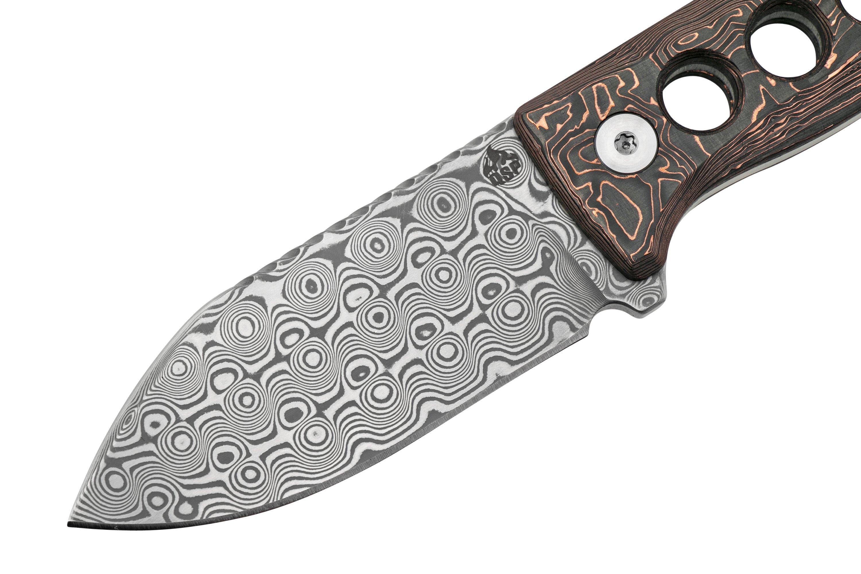 QSP Knife Canary QS141-F Damascus, Copper Foil Carbonfaser, Neck Knife ...