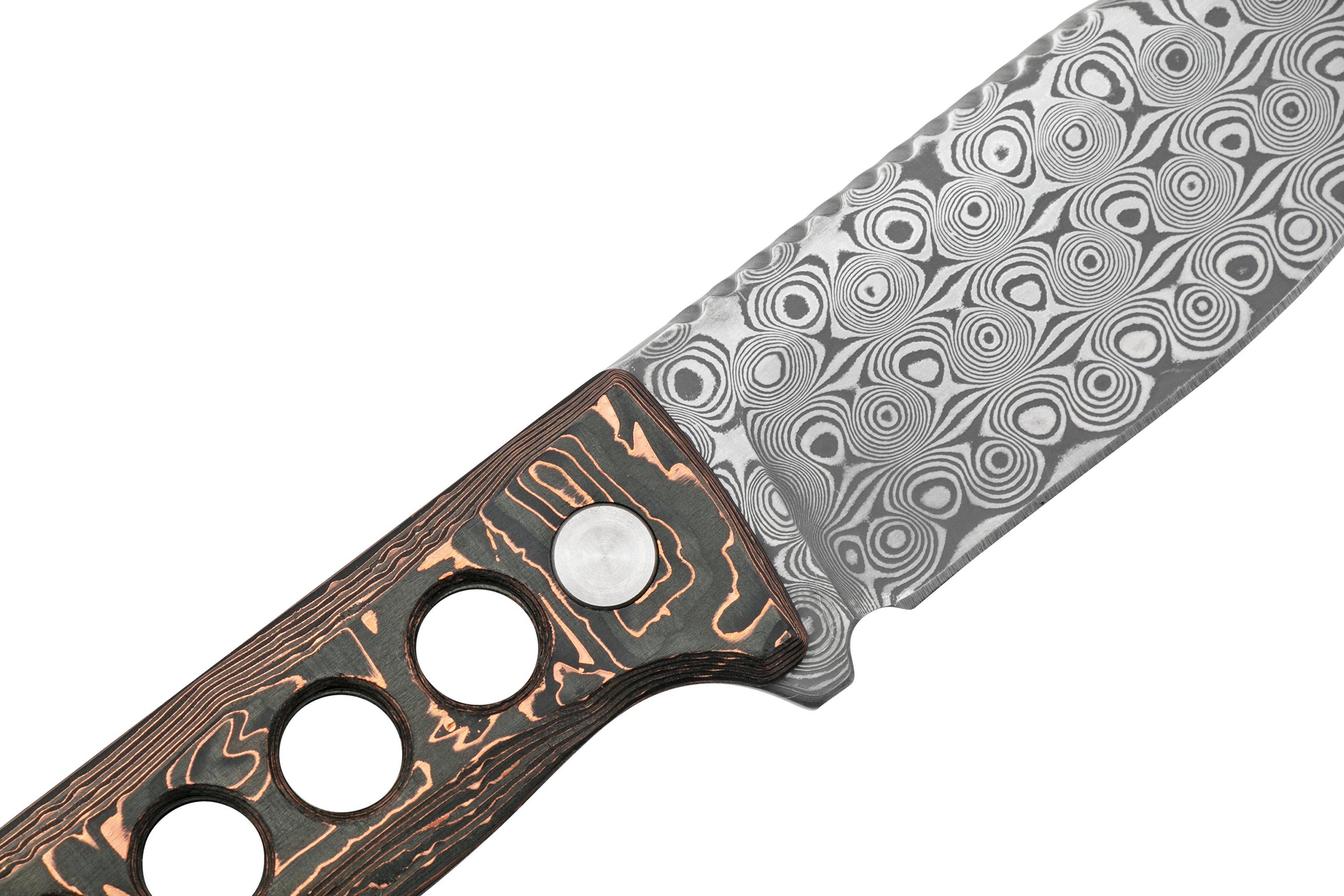 QSP Knife Canary QS141-F Damascus, Copper Foil Carbon Fibre, neck knife ...