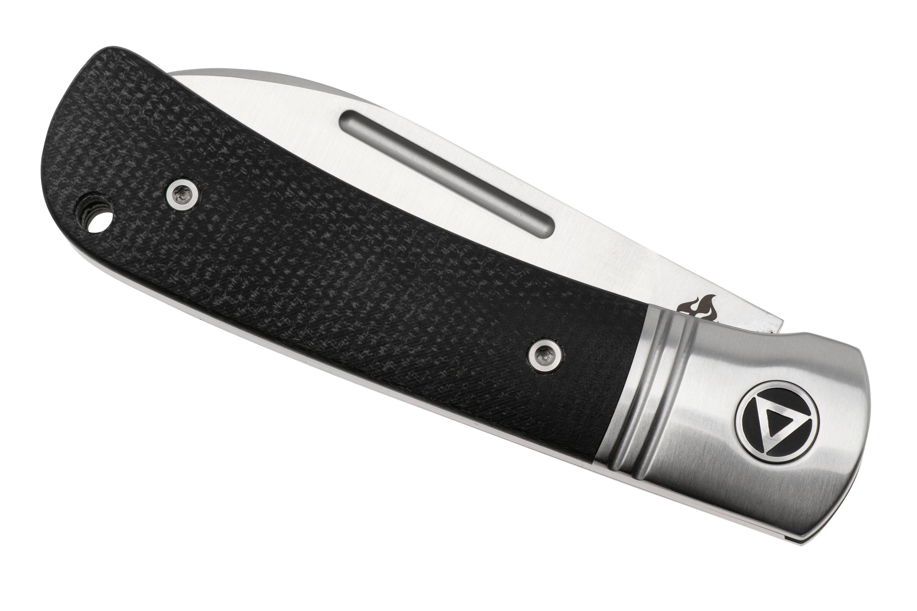 QSP Knife Hedgehog Spear Point 142SP-A, Satin 14C28N, Black Micarta ...