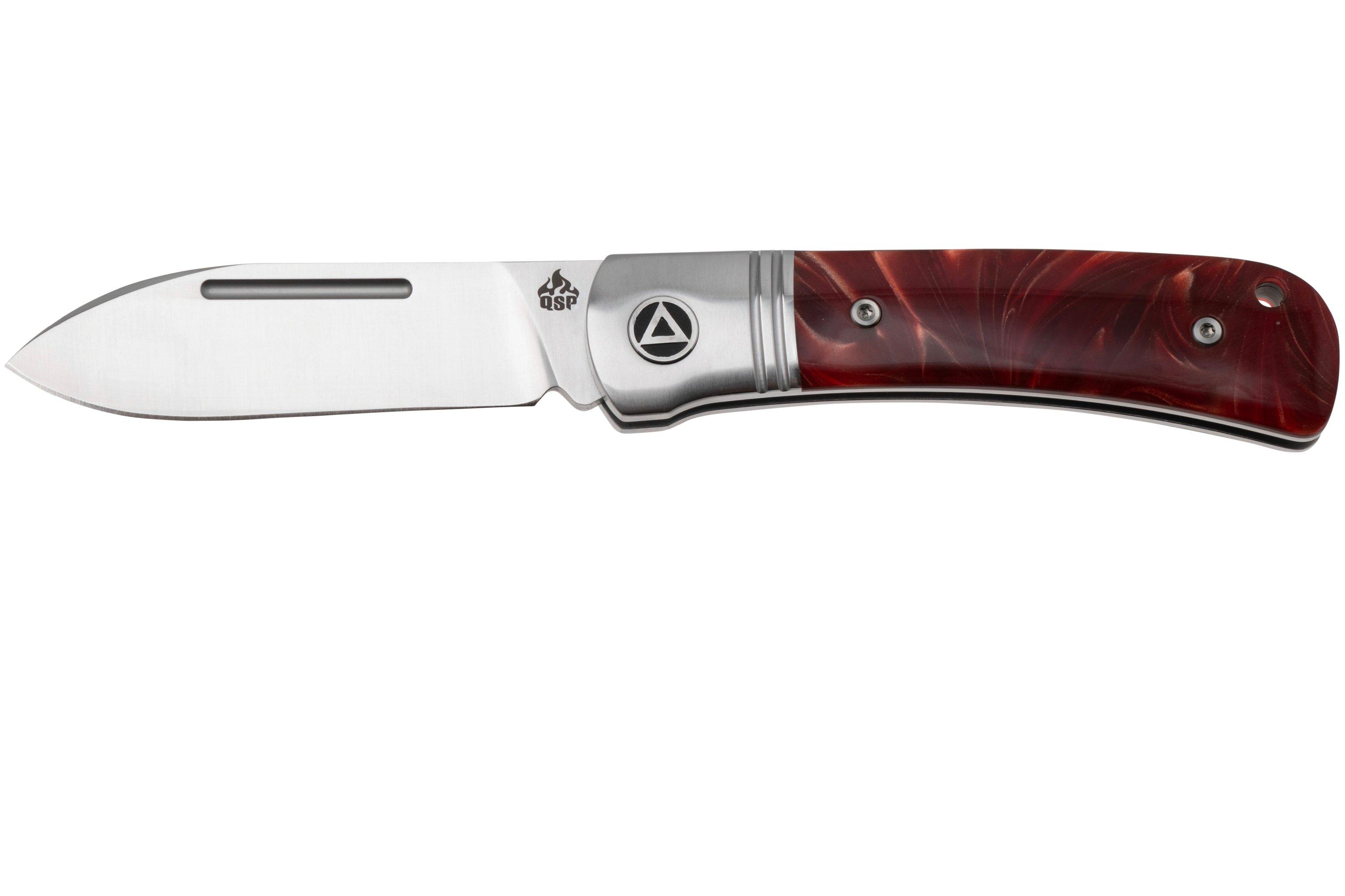 QSP Knife Hedgehog Spear Point 142SP-C, Satin 14C28N, Red Resin, slipjoint zakmes | Voordelig ...