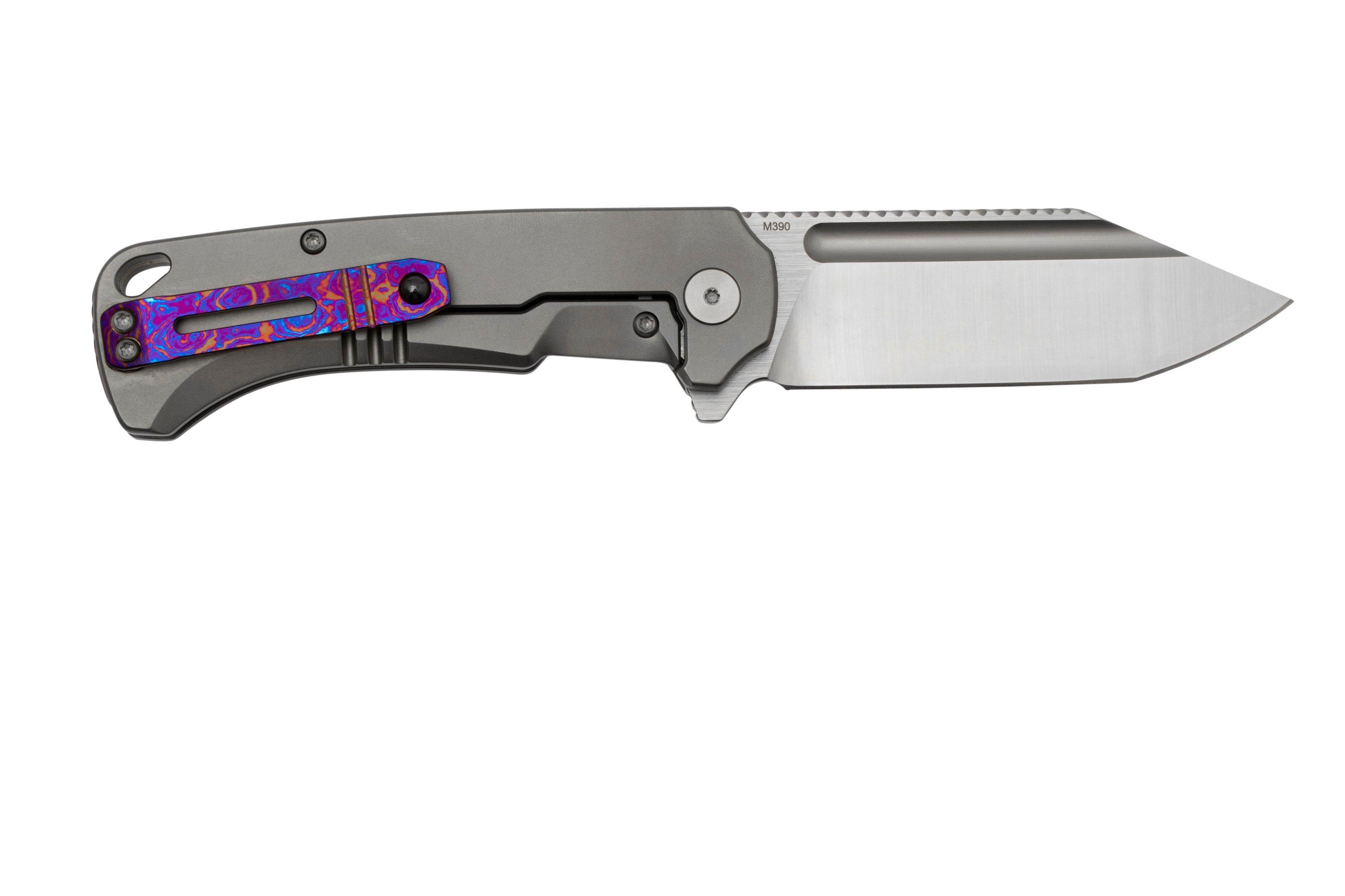 QSP Knife Rhino QS143-A, M390, Bead Blasted Titanium, MokuTi hardware ...
