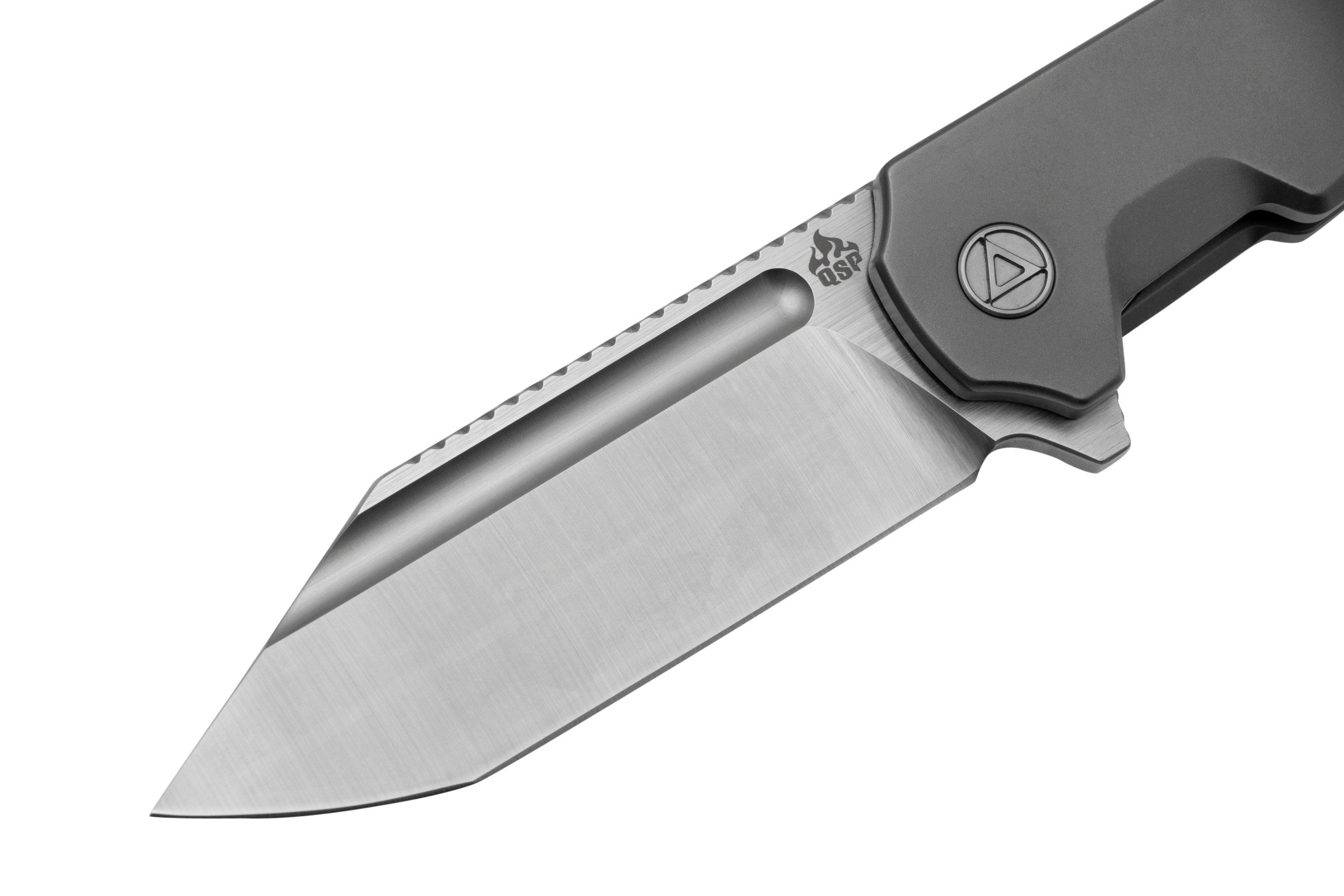 QSP Knife Rhino QS143-A, M390, Bead Blasted Titanium, MokuTi hardware ...