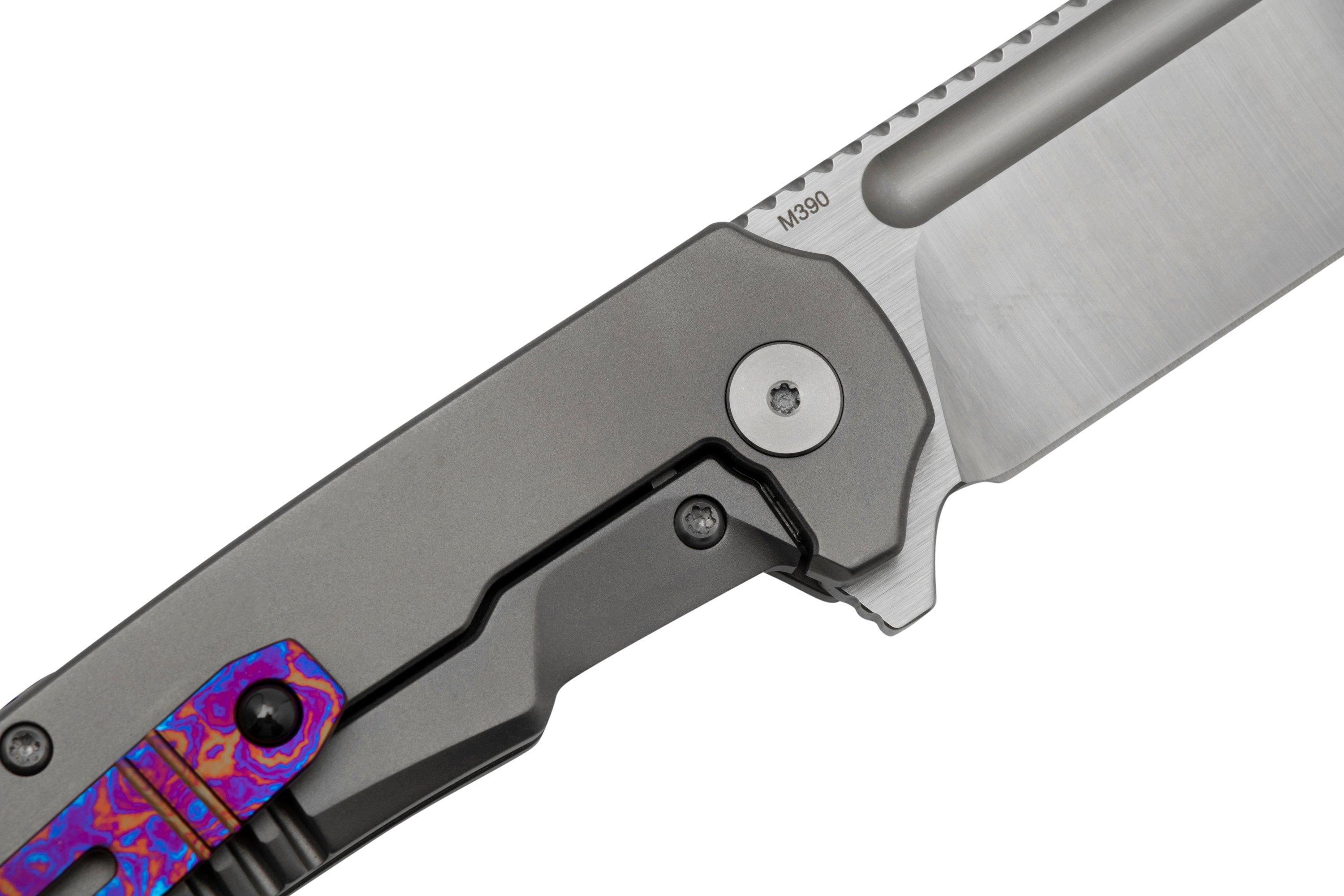 QSP Knife Rhino QS143-A, M390, Bead Blasted Titanium, MokuTi hardware ...