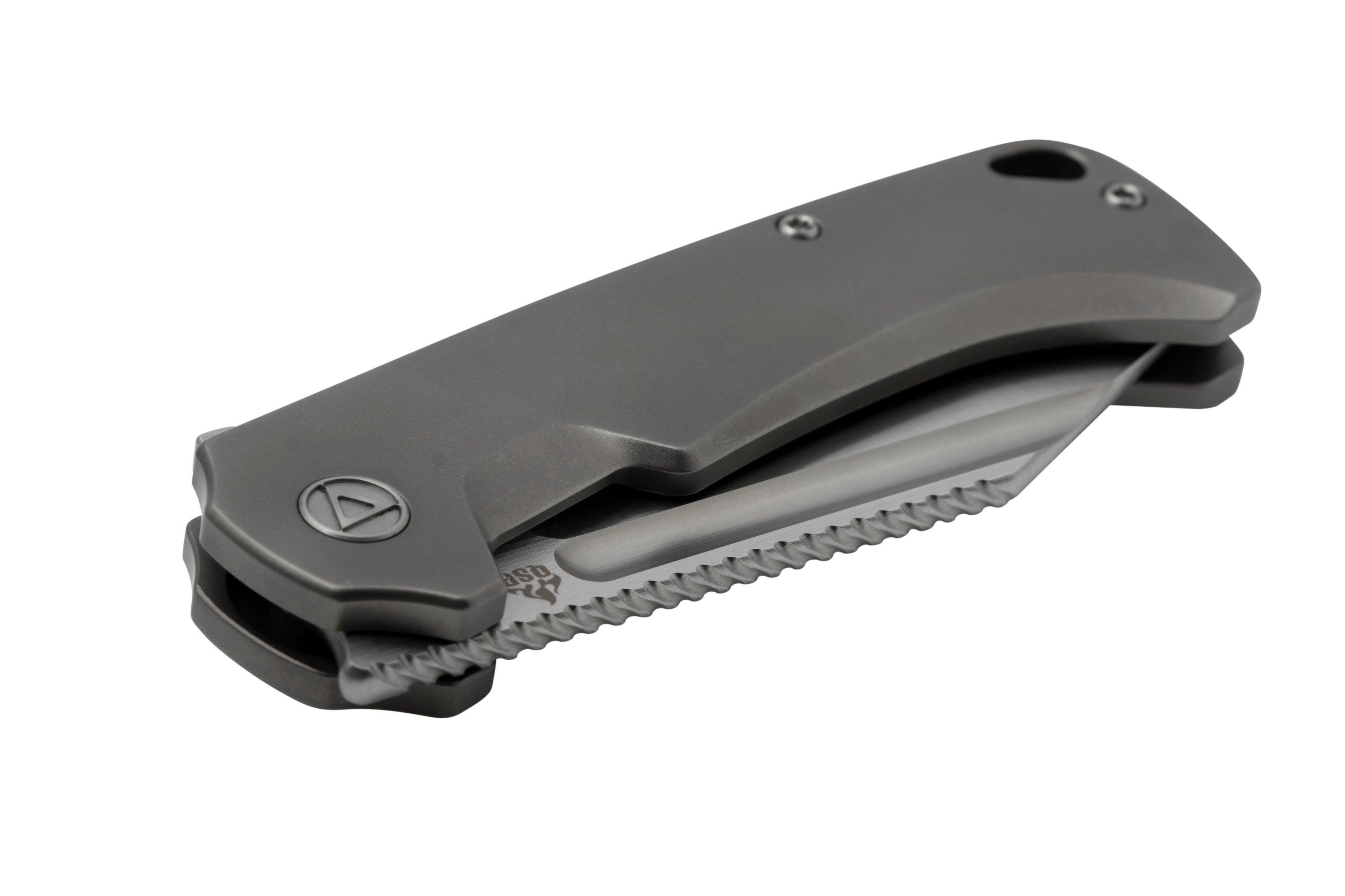 QSP Knife Rhino QS143-A, M390, Bead Blasted Titanium, MokuTi hardware ...