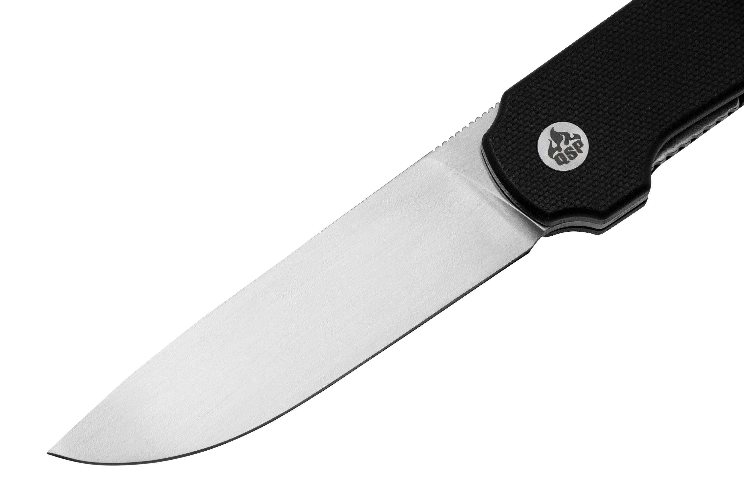 QSP Knife Lark QS144-A, Black G10, Satin 14C28N, pocket knife ...