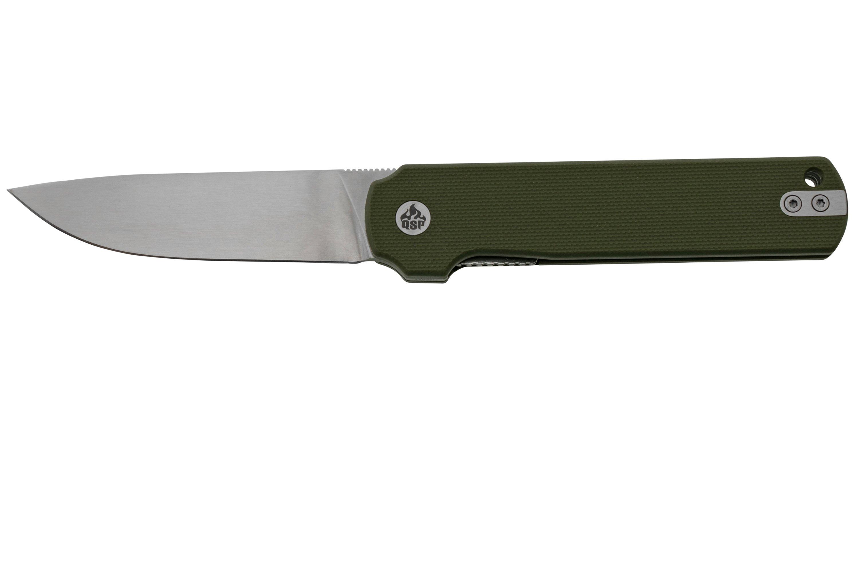 QSP Knife Lark QS144-C, Green G10, Satin 14C28N, pocket knife ...