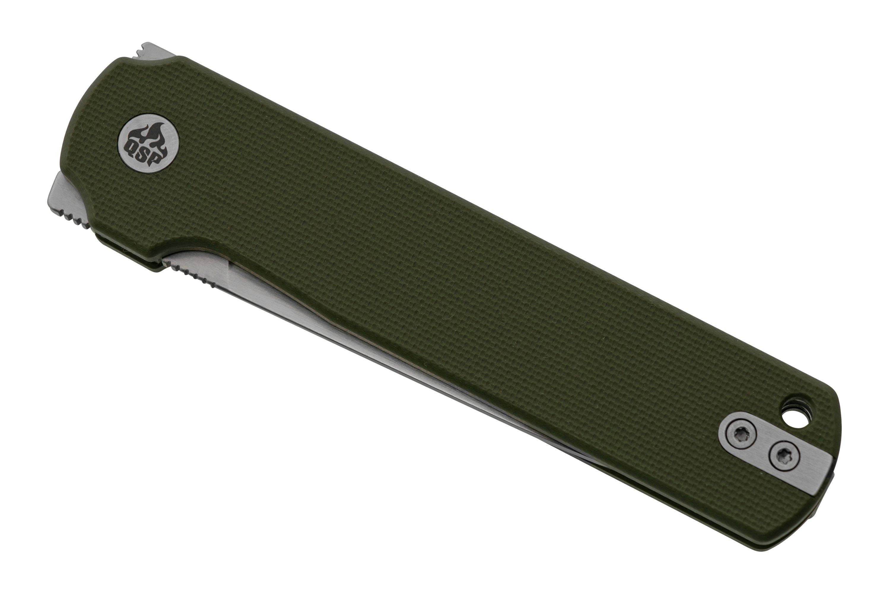 QSP Knife Lark QS144-C, Green G10, Satin 14C28N, pocket knife ...