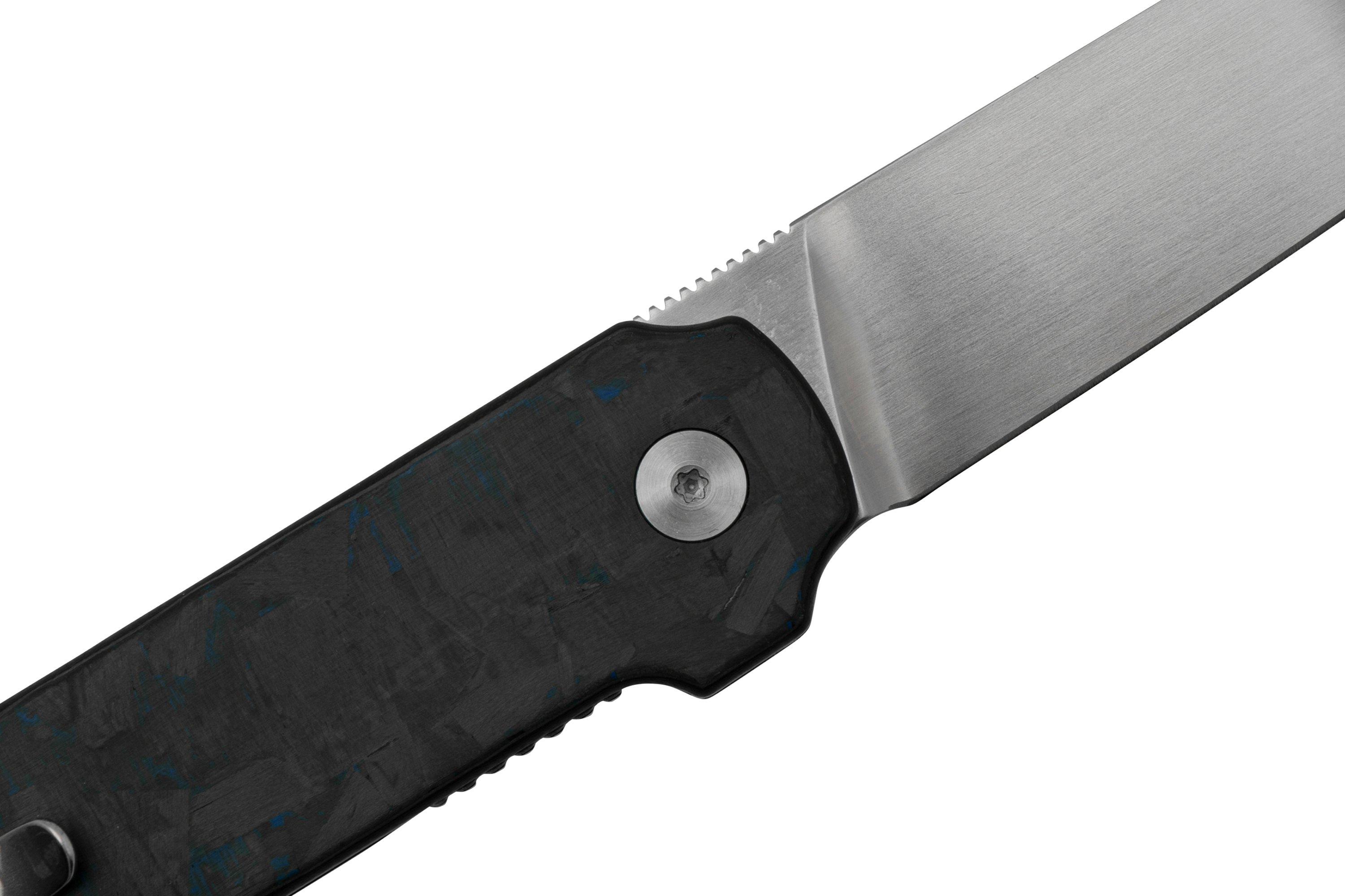 QSP Knife Lark QS144-E, Shredded CF Overlay Blue G10, Satin 14C28N ...