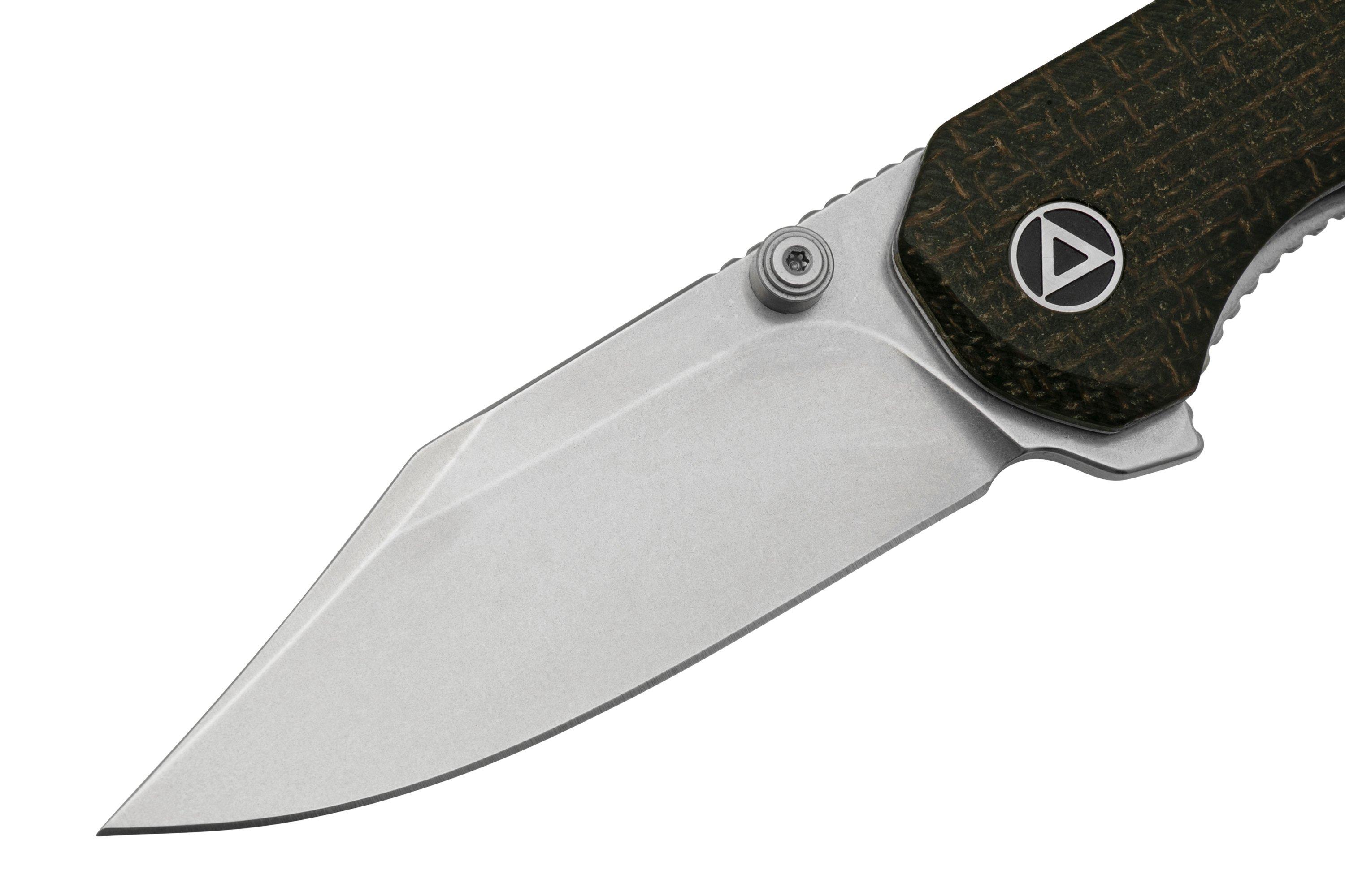 QSP Knife Kestrel QS145-A1 Stonewashed, Brown Micarta, pocket knife ...