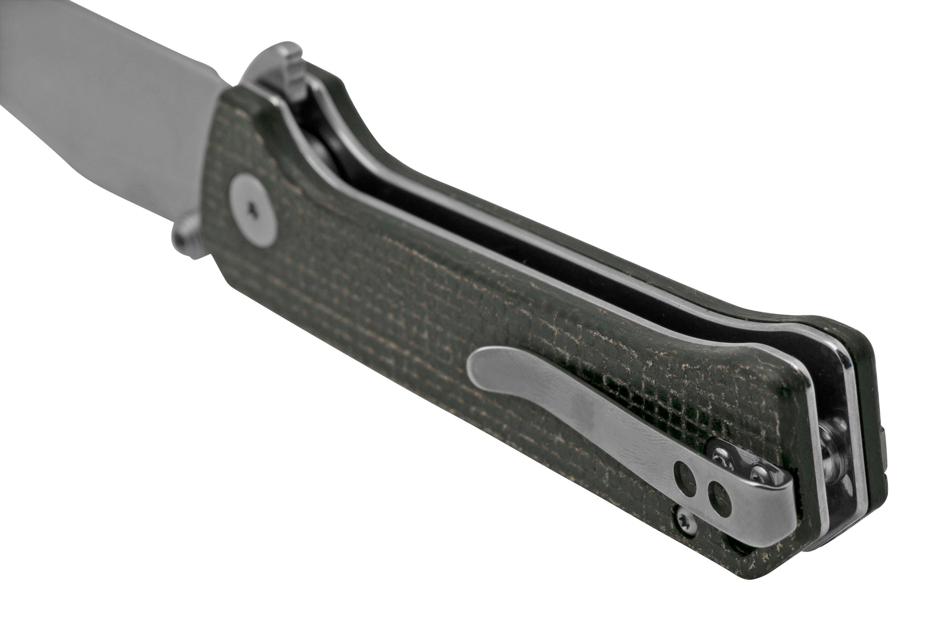 QSP Grebe QS147-A1, 14C28N Clippoint dark brown Micarta, pocket knife ...