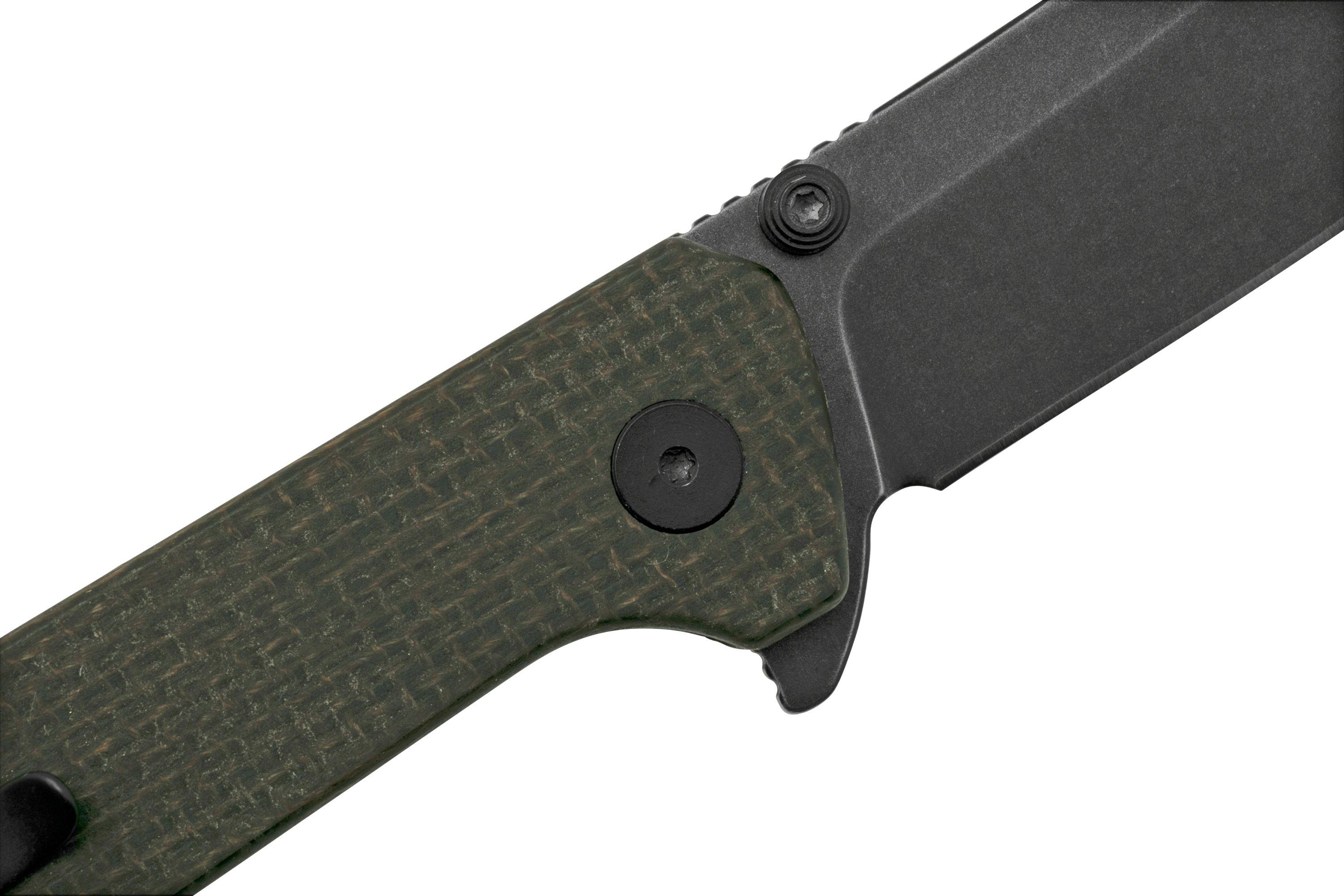 QSP Grebe QS147-A2, 14C28N black Clippoint dark brown Micarta, pocket ...