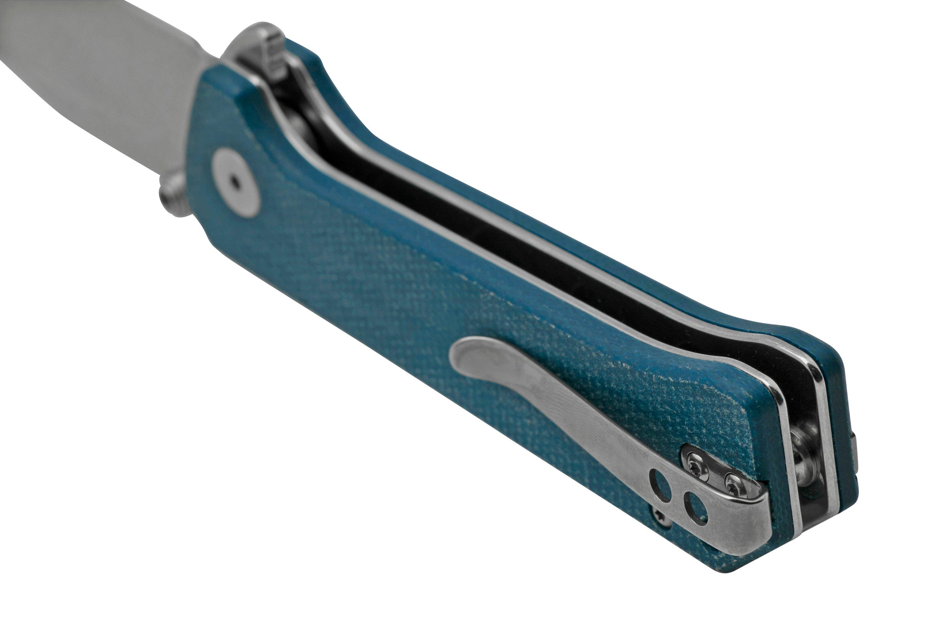 QSP Grebe QS147-B1, 14C28N Clippoint blue Micarta, pocket knife ...