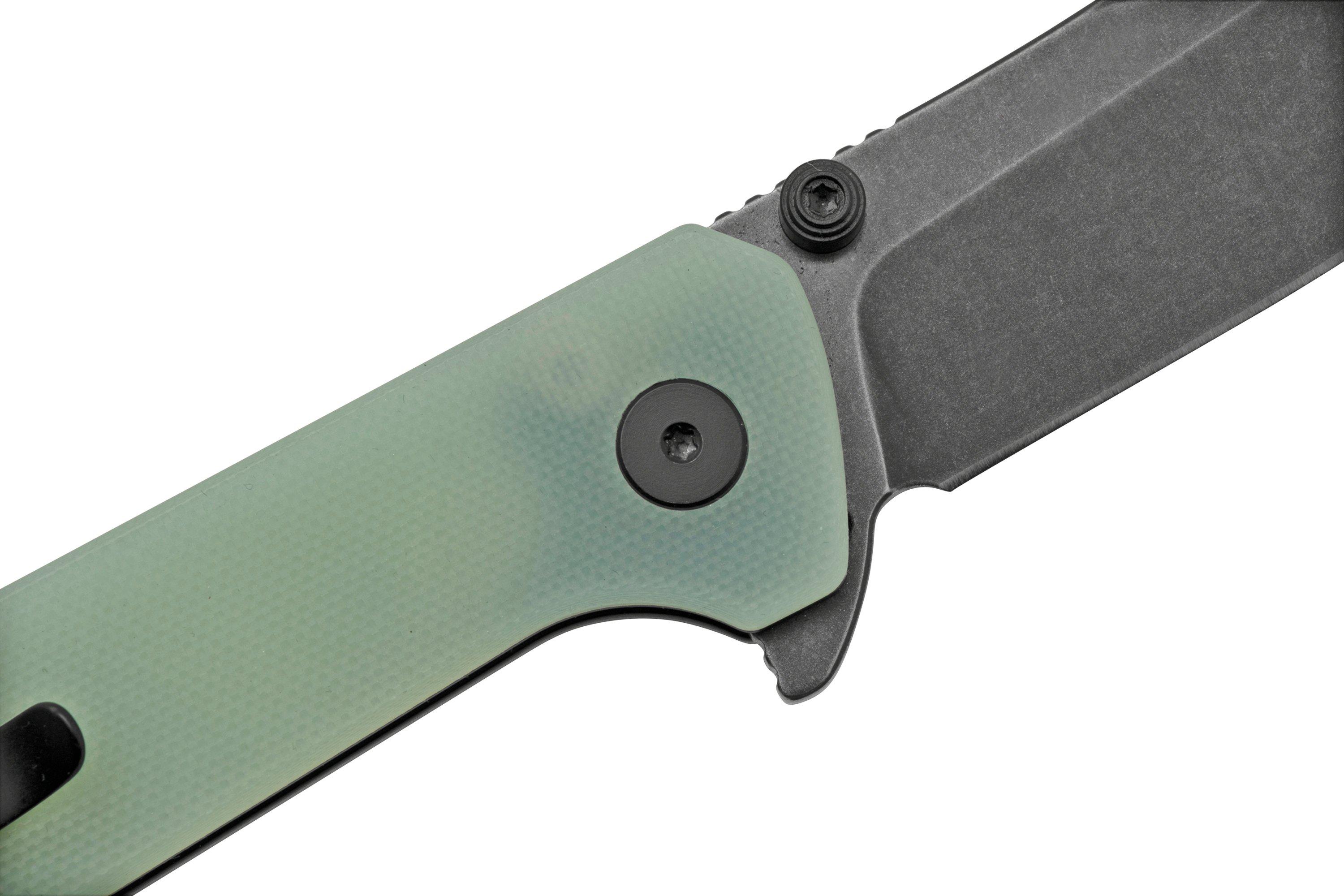 QSP Grebe QS147-D2, 14C28N black Clippoint Jade G10, pocket knife ...