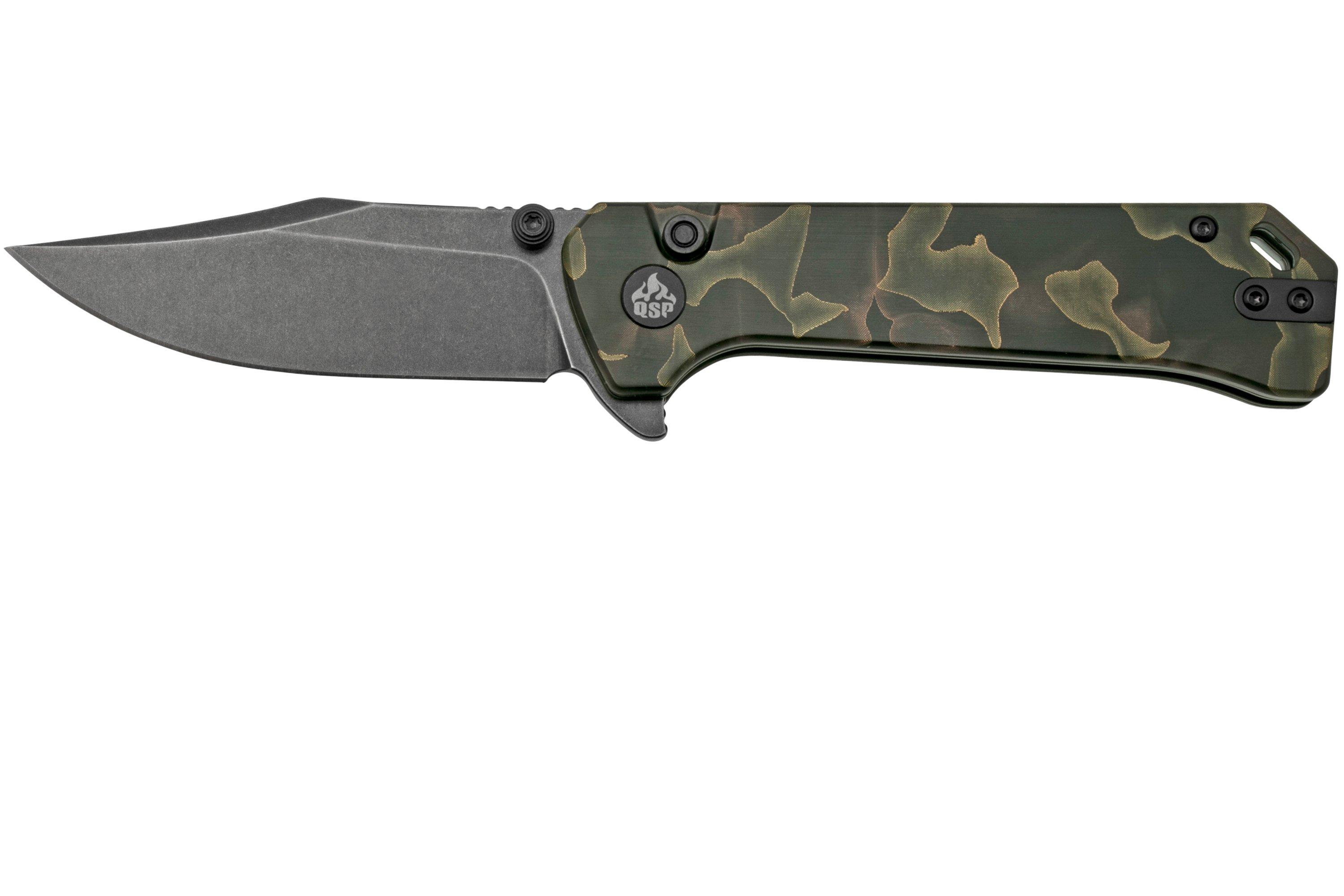 QSP Grebe QS147-F2, S35VN black Clippoint Noble Raffir, pocket knife ...