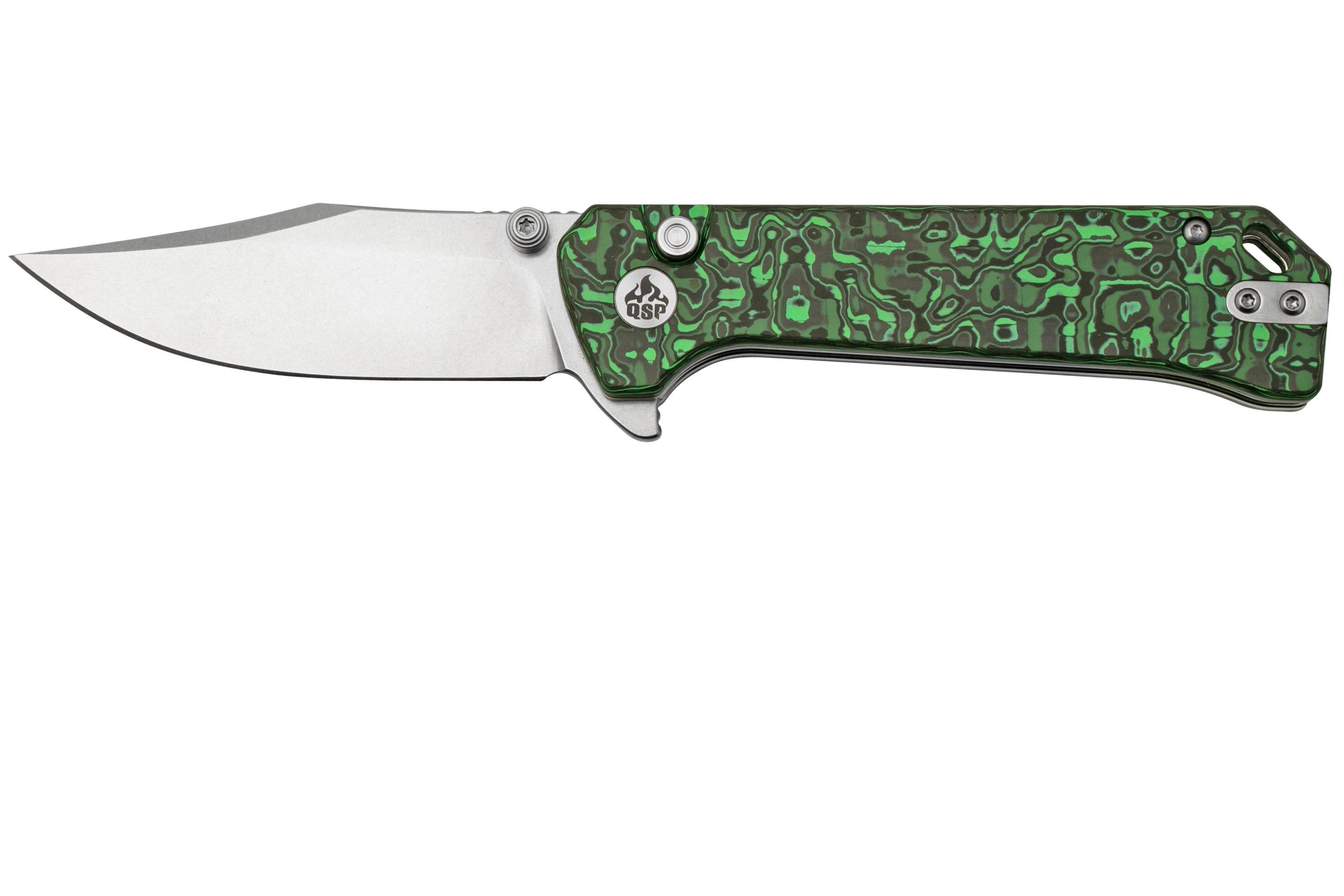 QSP Grebe QS147-G1, S35VN Clippoint green Carbon, pocket knife ...