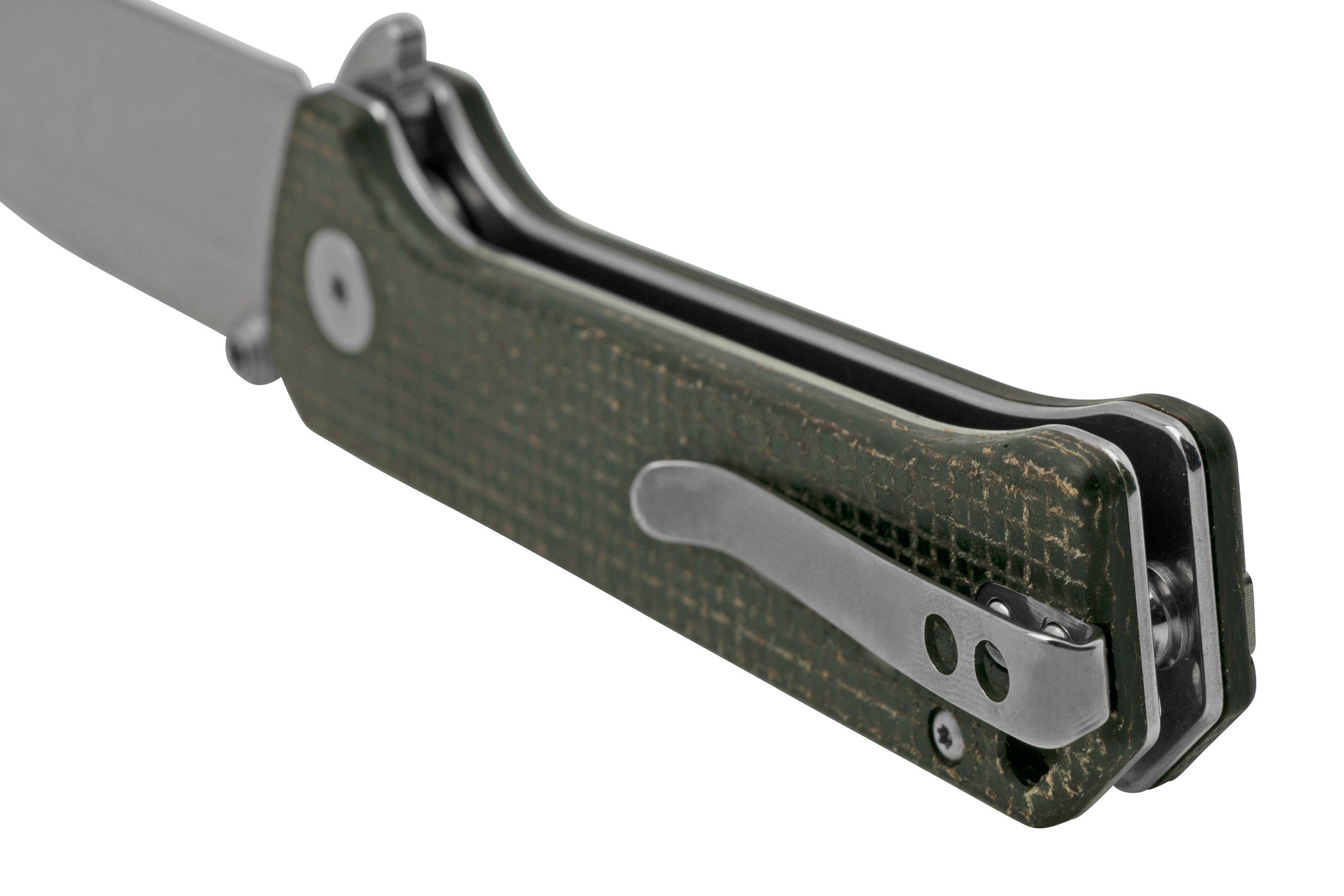 QSP Grebe QS148-A1, 14C28N Tanto dark brown Micarta, pocket knife ...