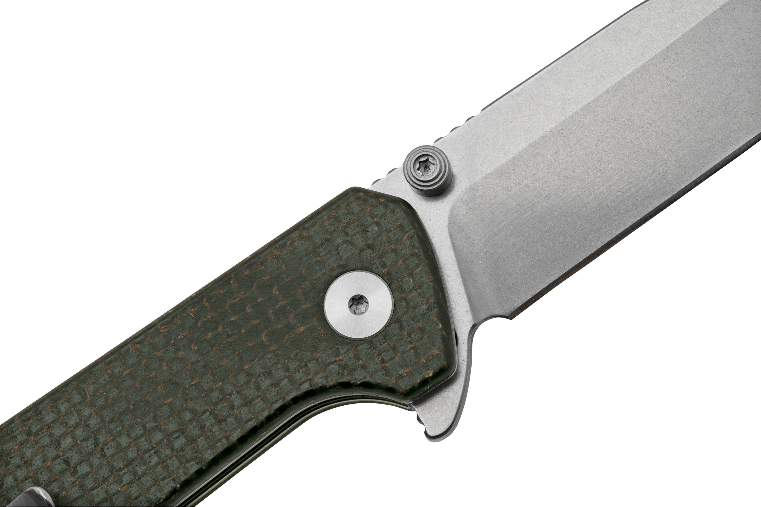 QSP Grebe QS148-A1, 14C28N Tanto dark brown Micarta, pocket knife ...