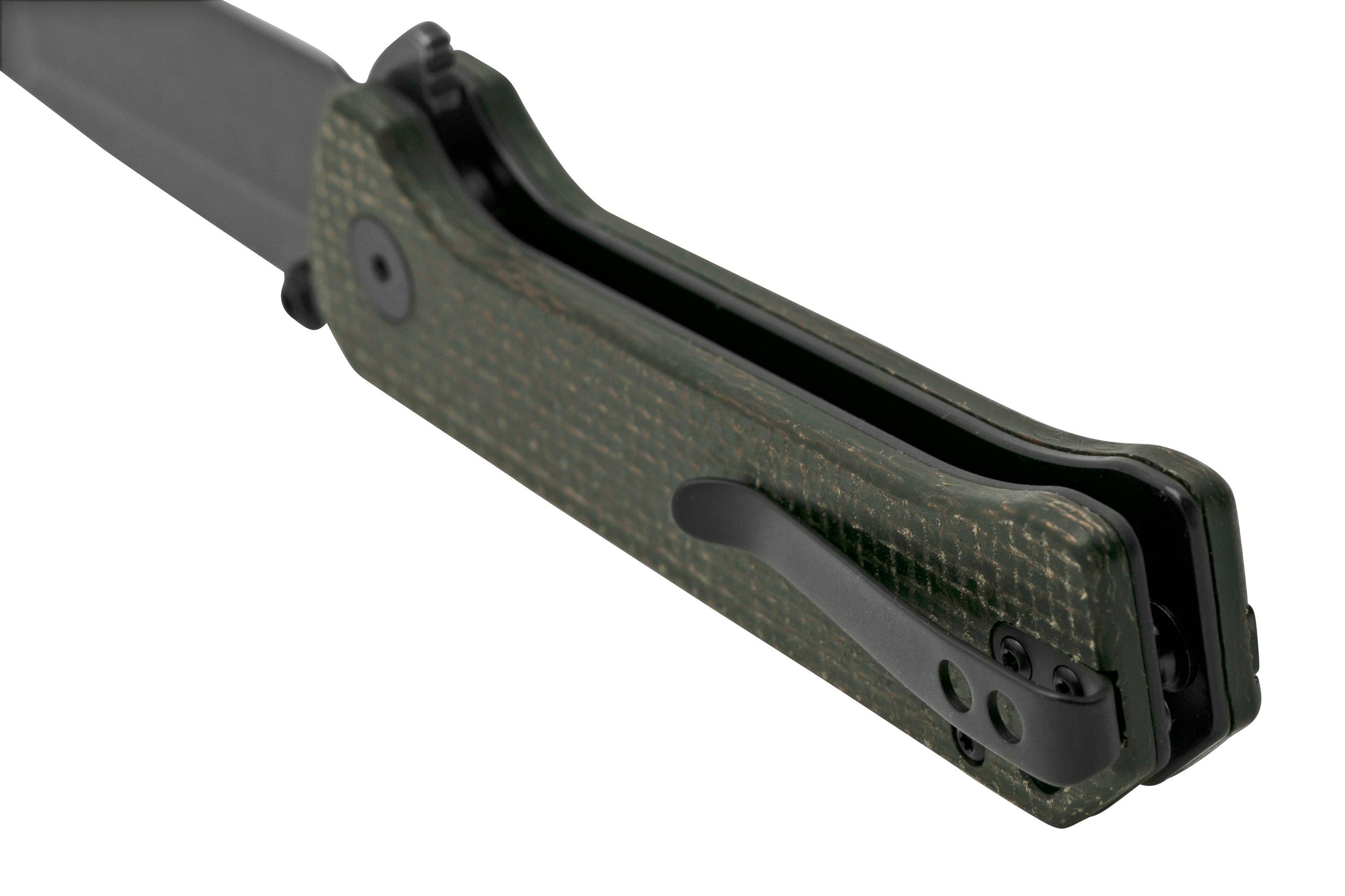 QSP Grebe QS148-A2, 14C28N black Tanto dark brown Micarta, pocket knife ...