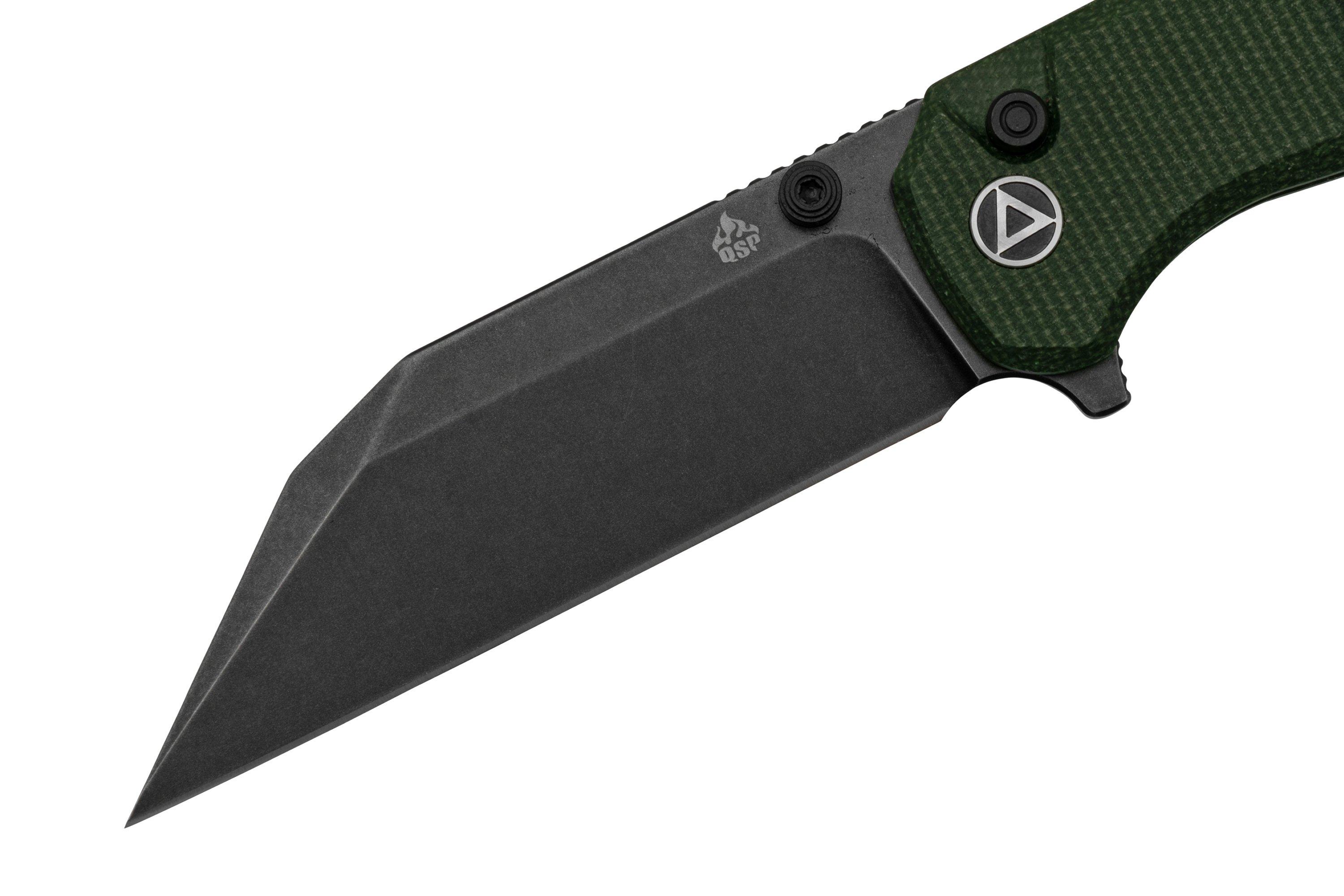 QSP Knife Swordfish QS149-B2 Green Micarta, Black Stonewashed, pocket ...