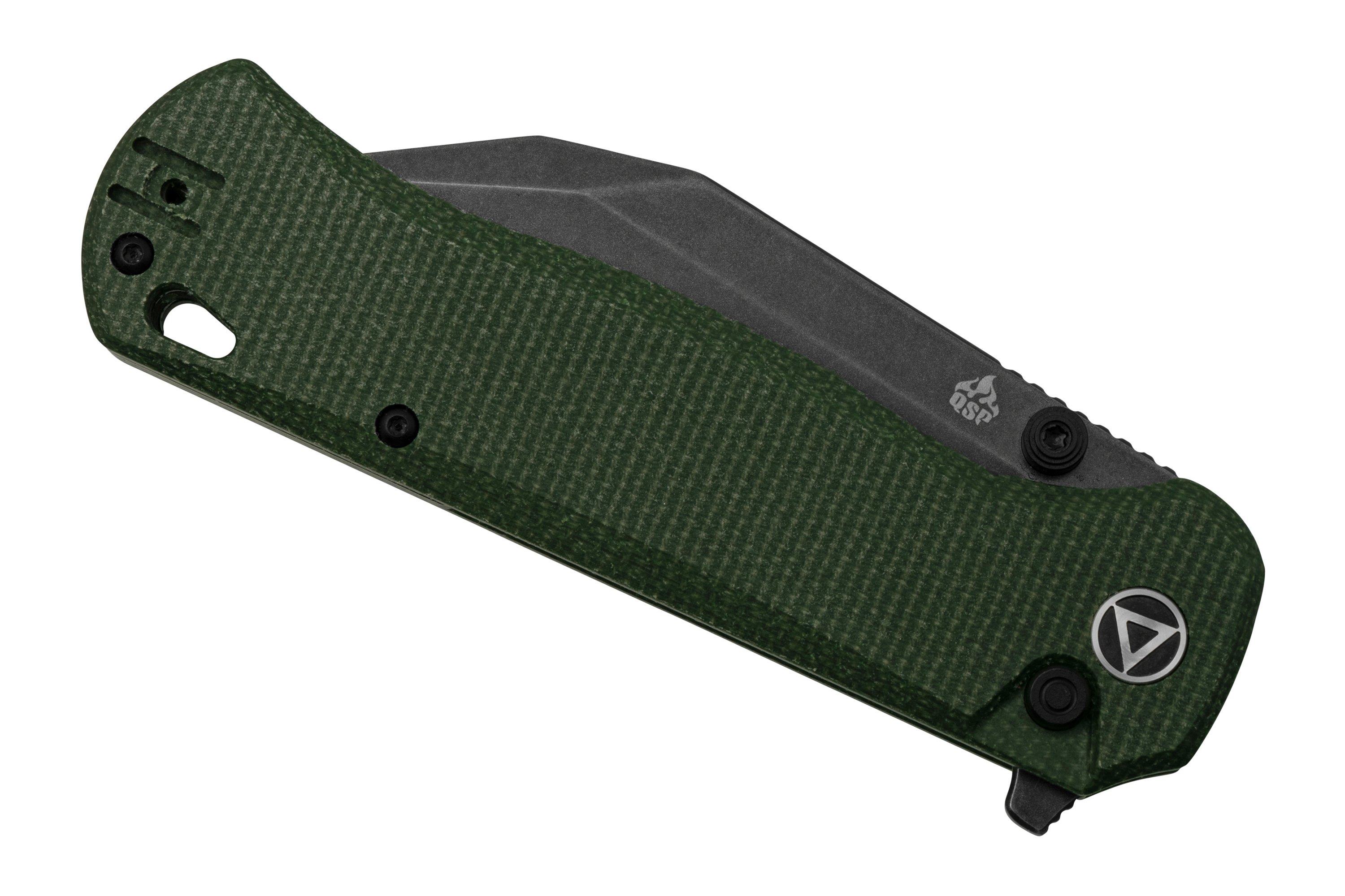 QSP Knife Swordfish QS149-B2 Green Micarta, Black Stonewashed, pocket ...