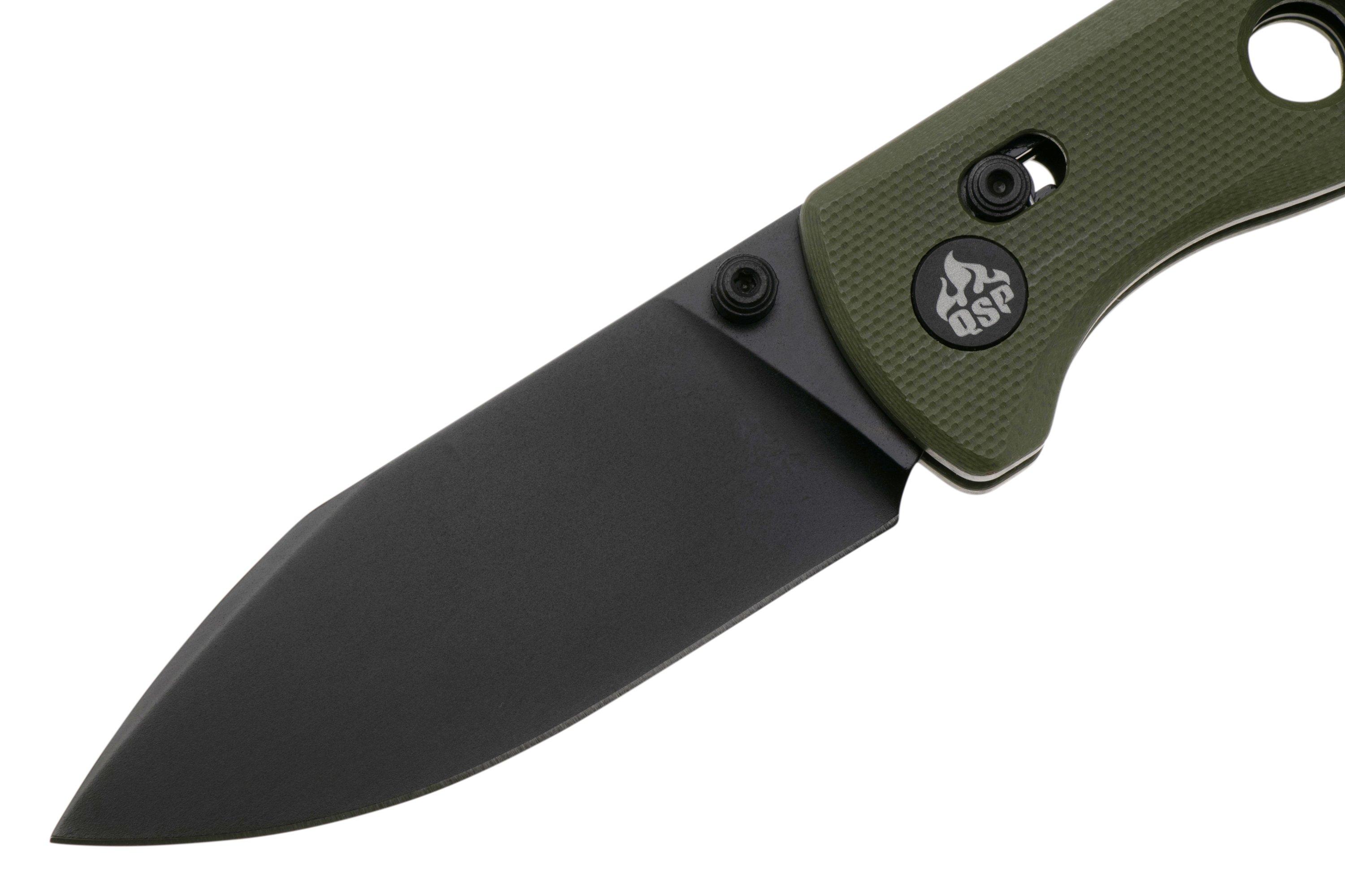 QSP Knife Canary Glyde 150GL-B2 Black 14C28N, Green G10, Taschenmesser ...