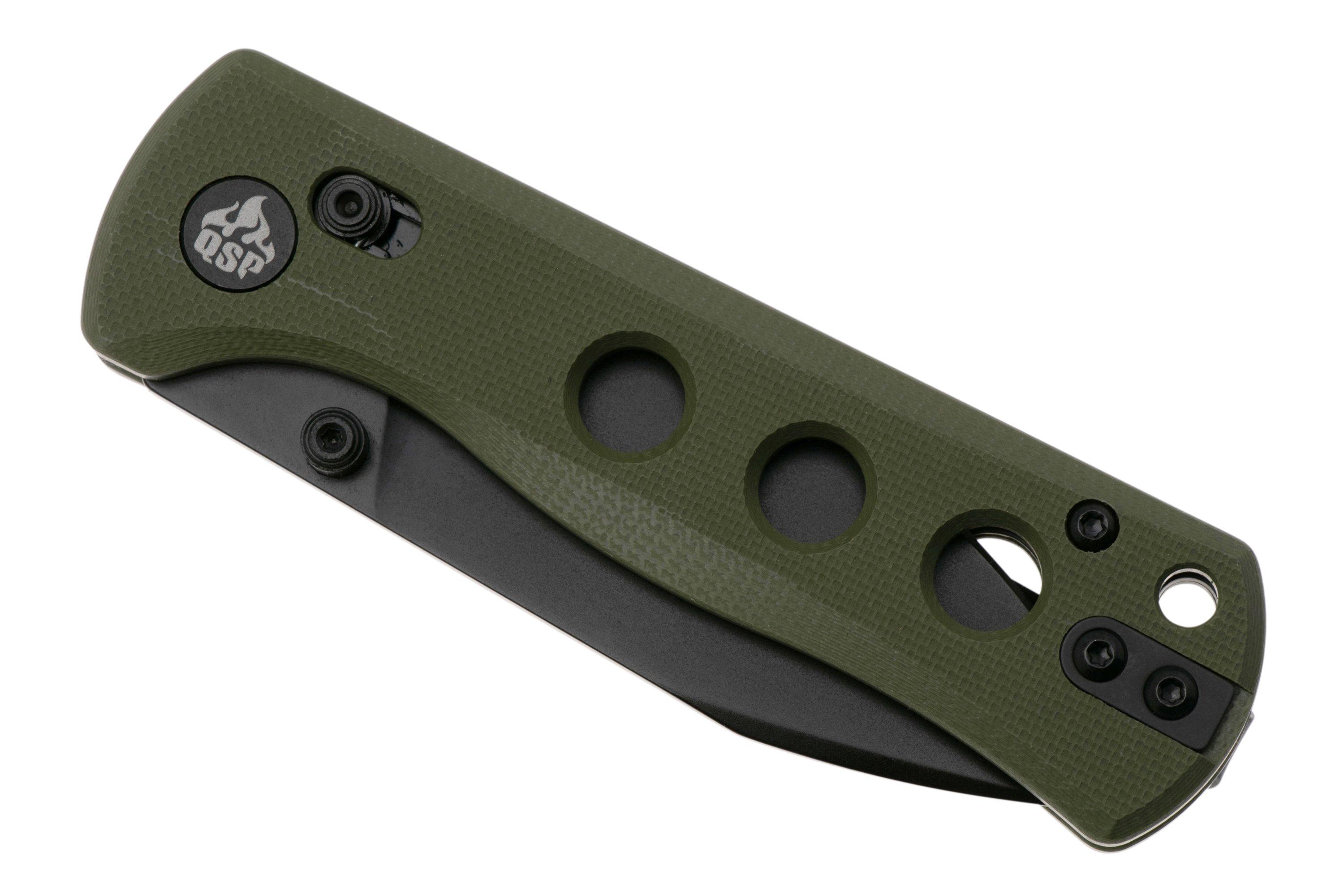 QSP Knife Canary Glyde 150GL-B2 Black 14C28N, Green G10, Taschenmesser ...