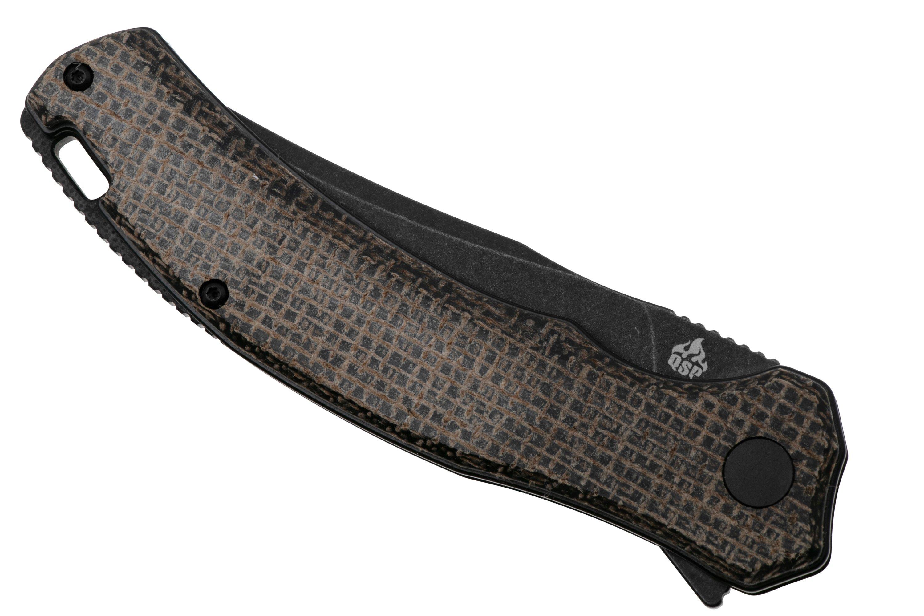 QSP Knife Walrus QS151-B2 Black, Dark Brown Rough Micarta, navalha ...
