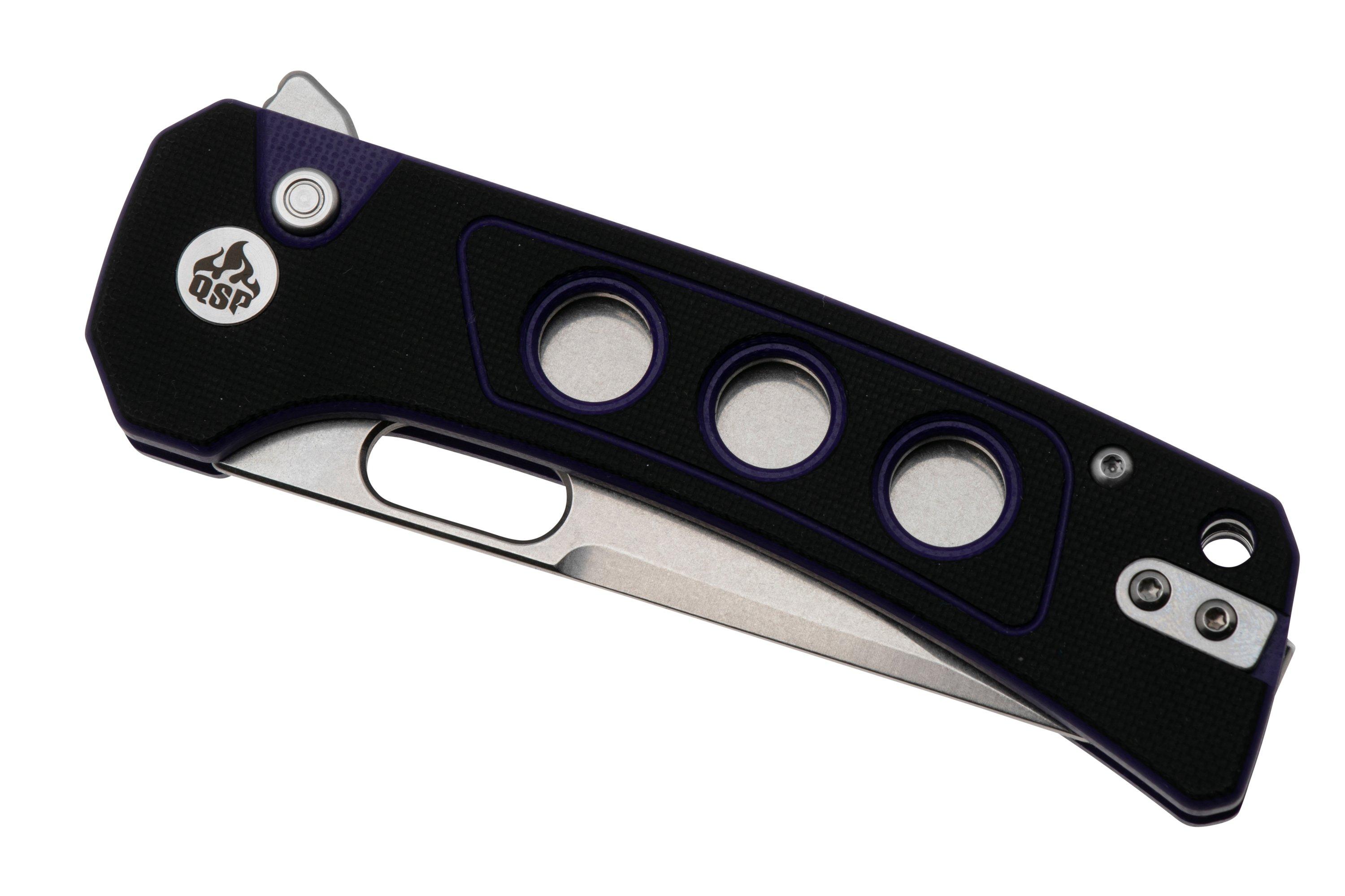 QSP Knife Unicorn QS156-B1 Stonewashed Black Purple G10, Taschenmesser ...