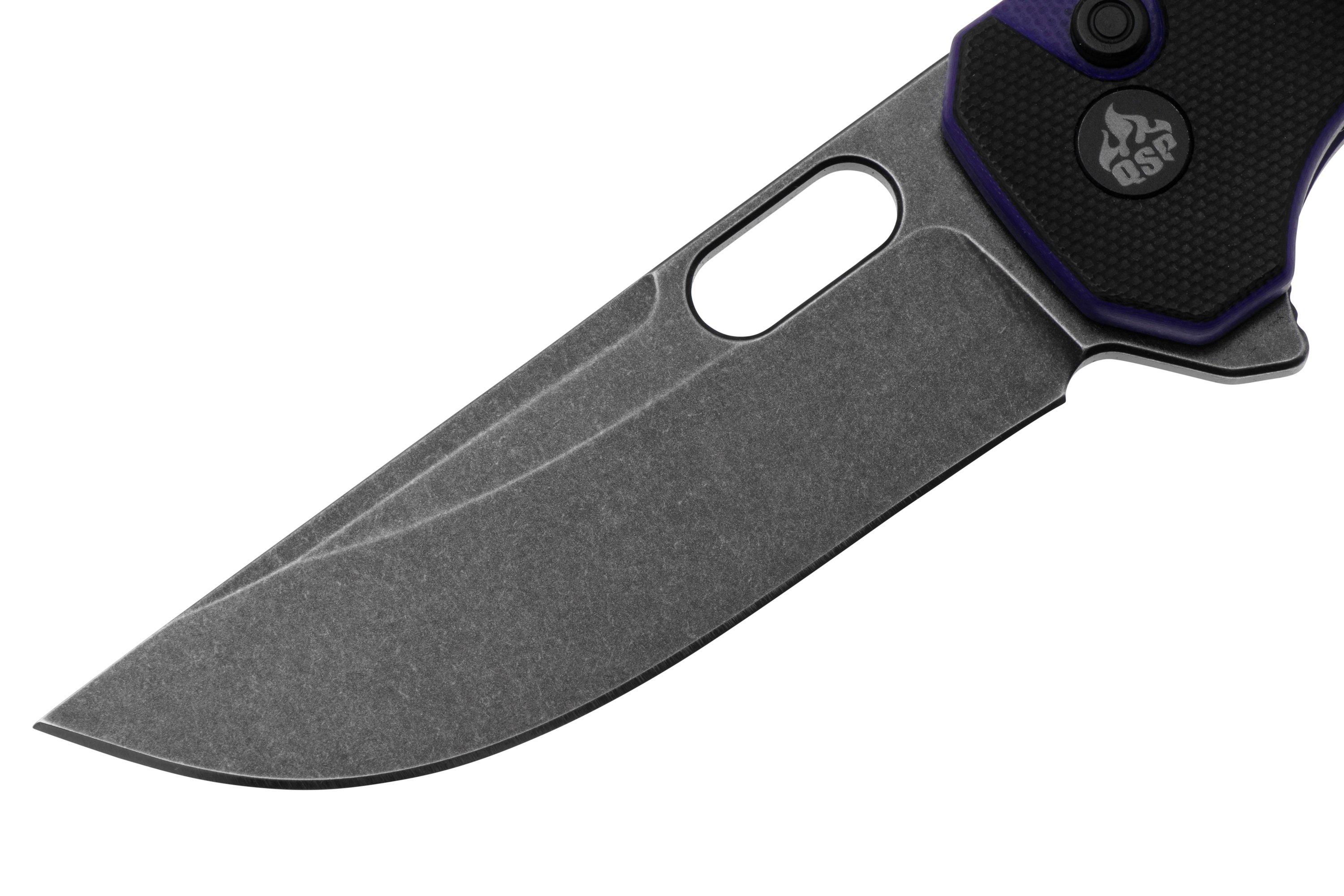 QSP Knife Unicorn QS156-B2 Dark Stonewashed Black Purple G10 ...