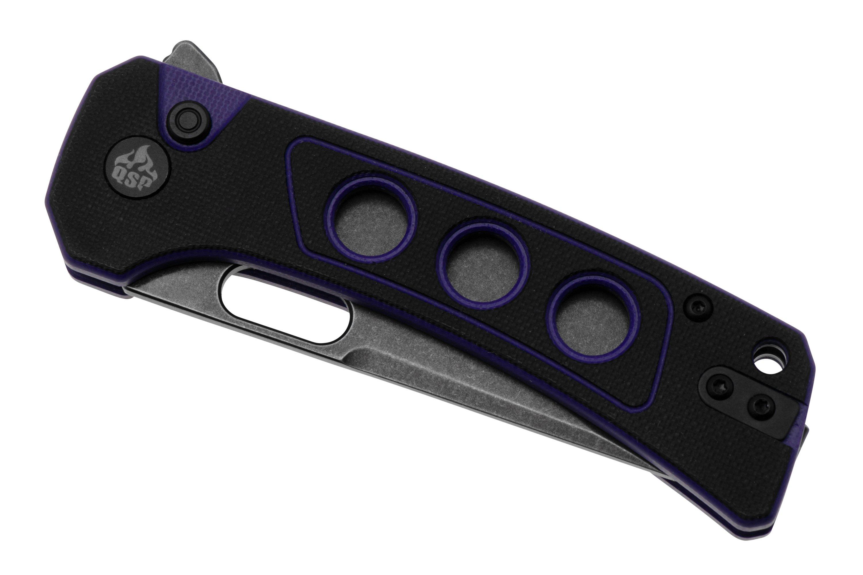 QSP Knife Unicorn QS156-B2 Dark Stonewashed Black Purple G10 ...