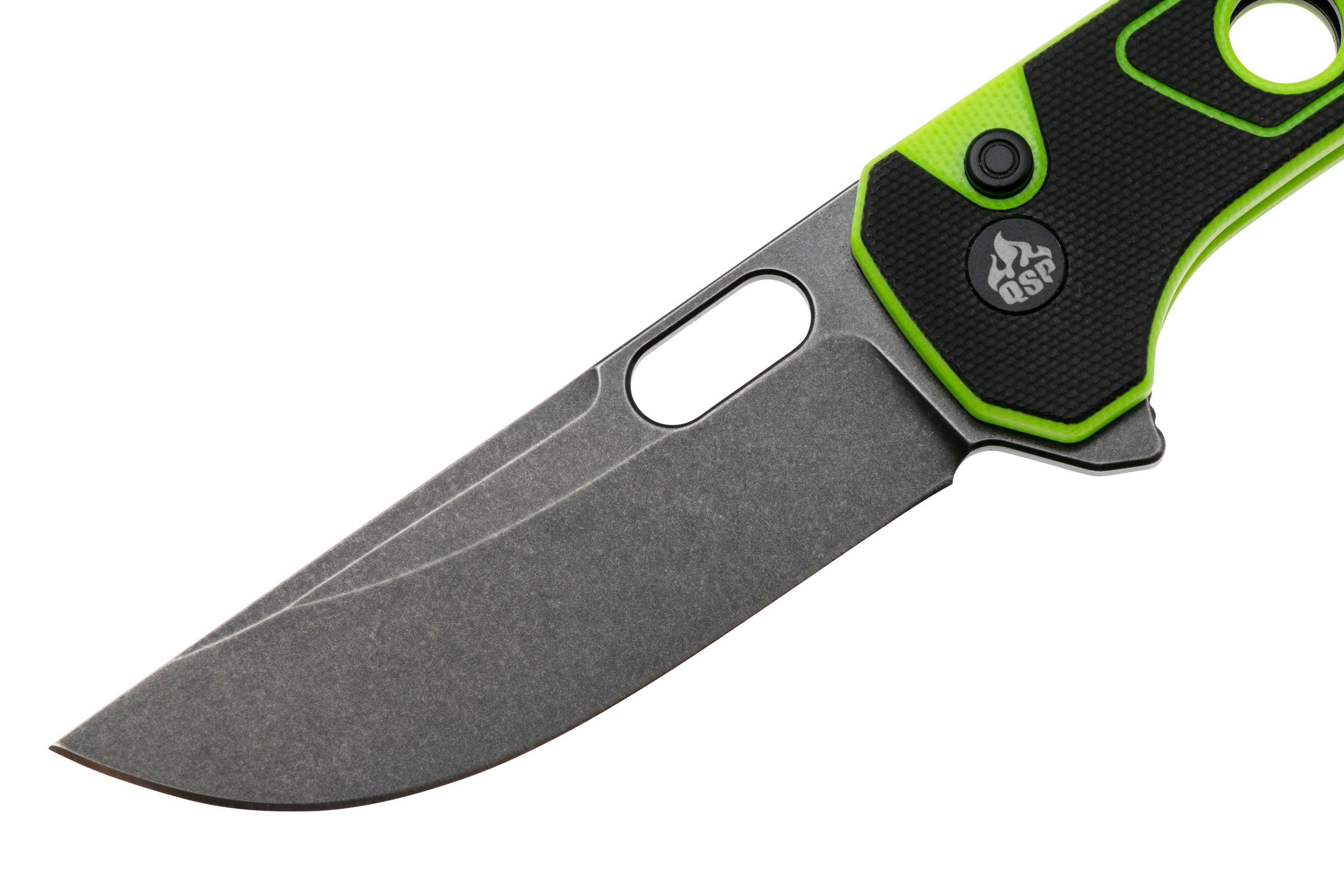 QSP Knife Unicorn QS156-C2 Dark Stonewashed, Black Green G10, pocket ...