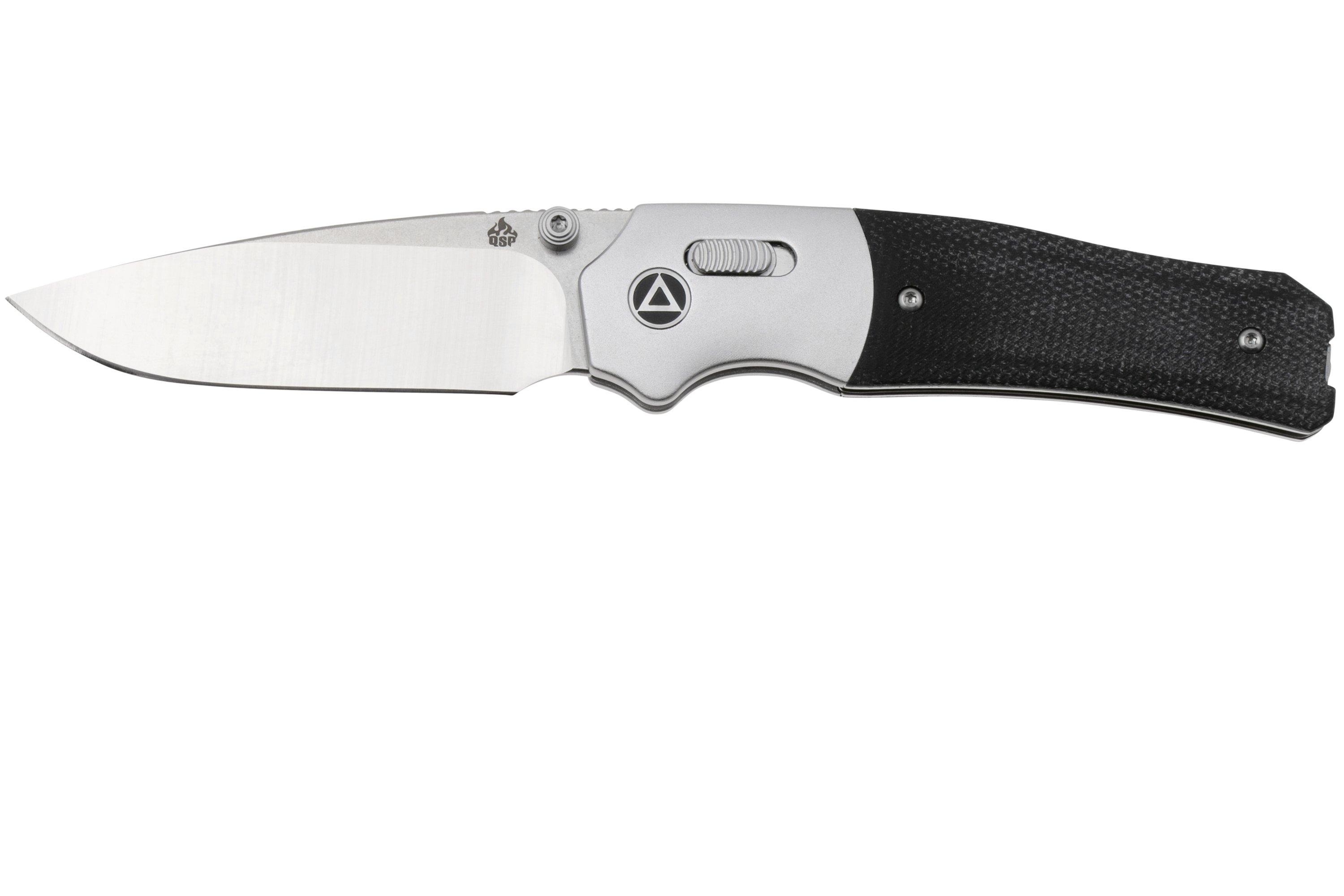QSP Knife Vault QS157-A1 Stonewashed Black Micarta, pocket knife, Jacob ...