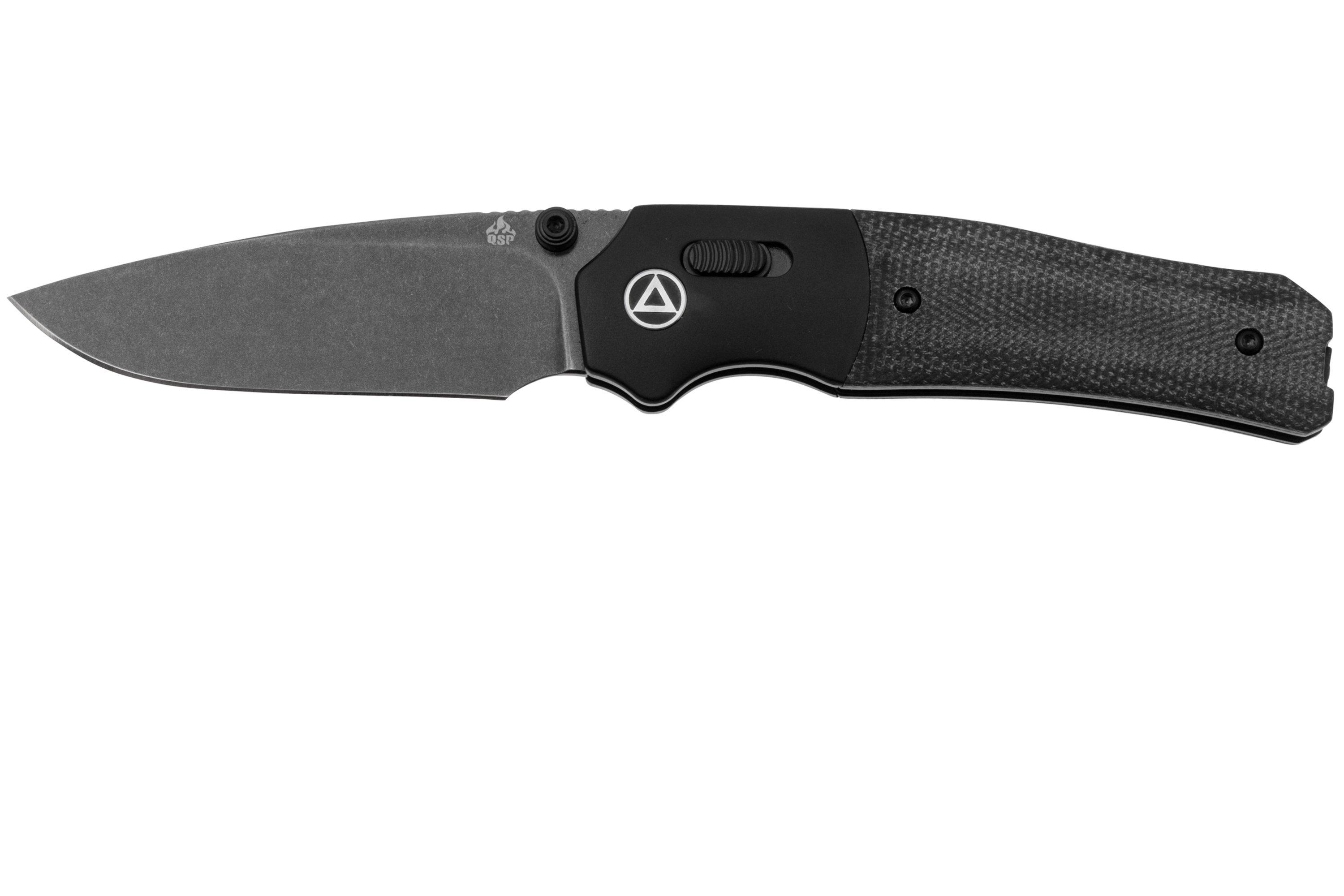 QSP Knife Vault QS157-A2 Dark Stonewashed Black Micarta, pocket knife ...