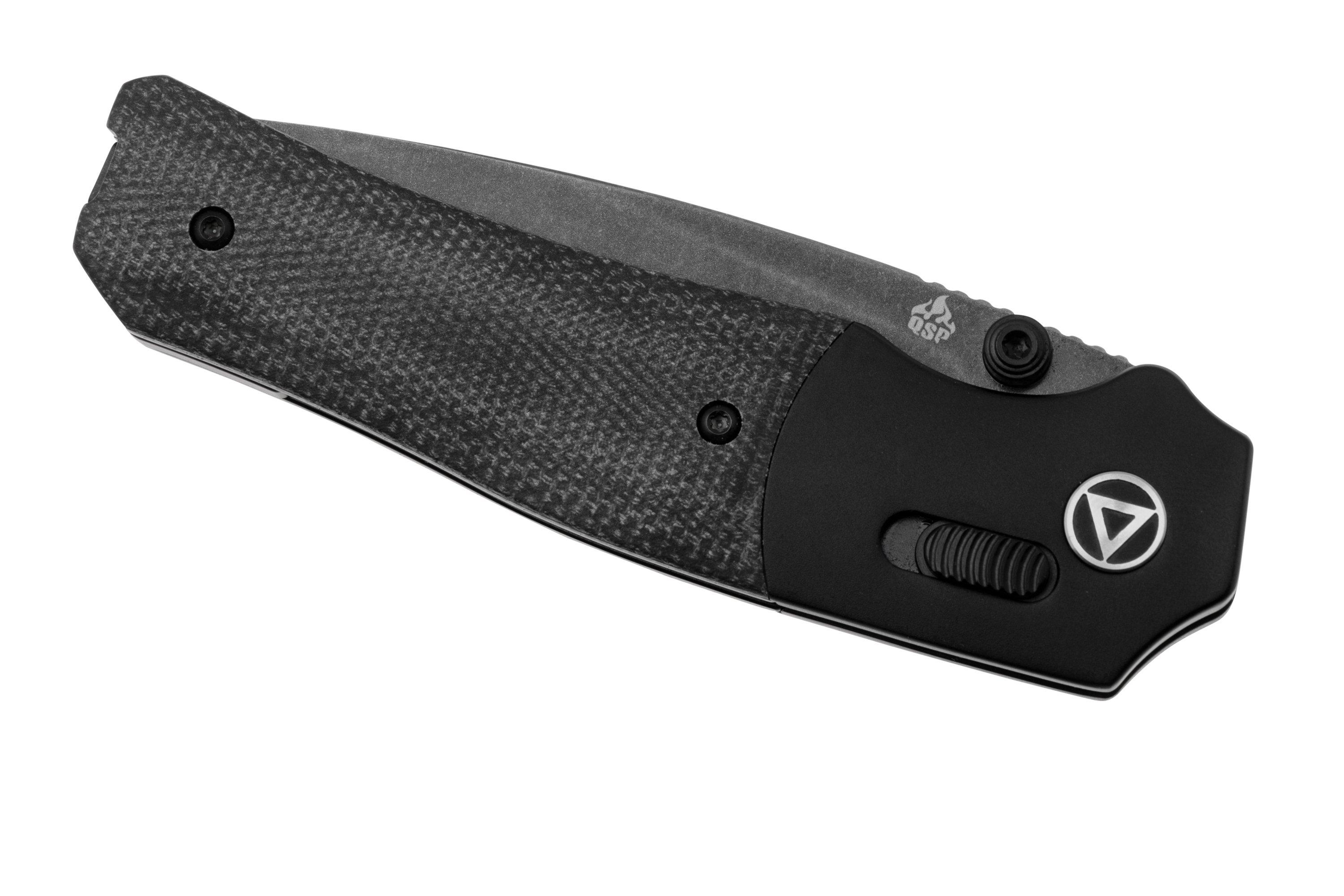 QSP Knife Vault QS157-A2 Dark Stonewashed Black Micarta, pocket knife ...