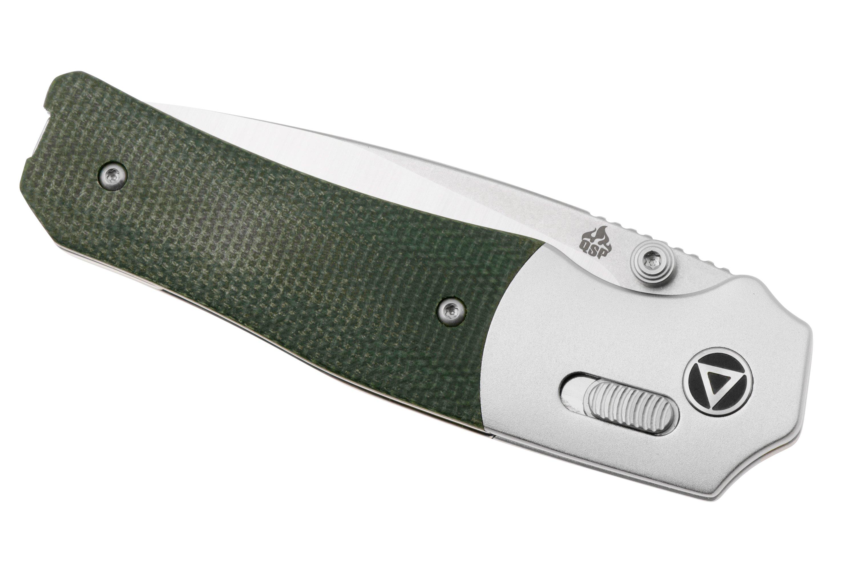 QSP Knife Vault QS157-B1 Stonewashed Green Micarta, pocket knife, Jacob ...