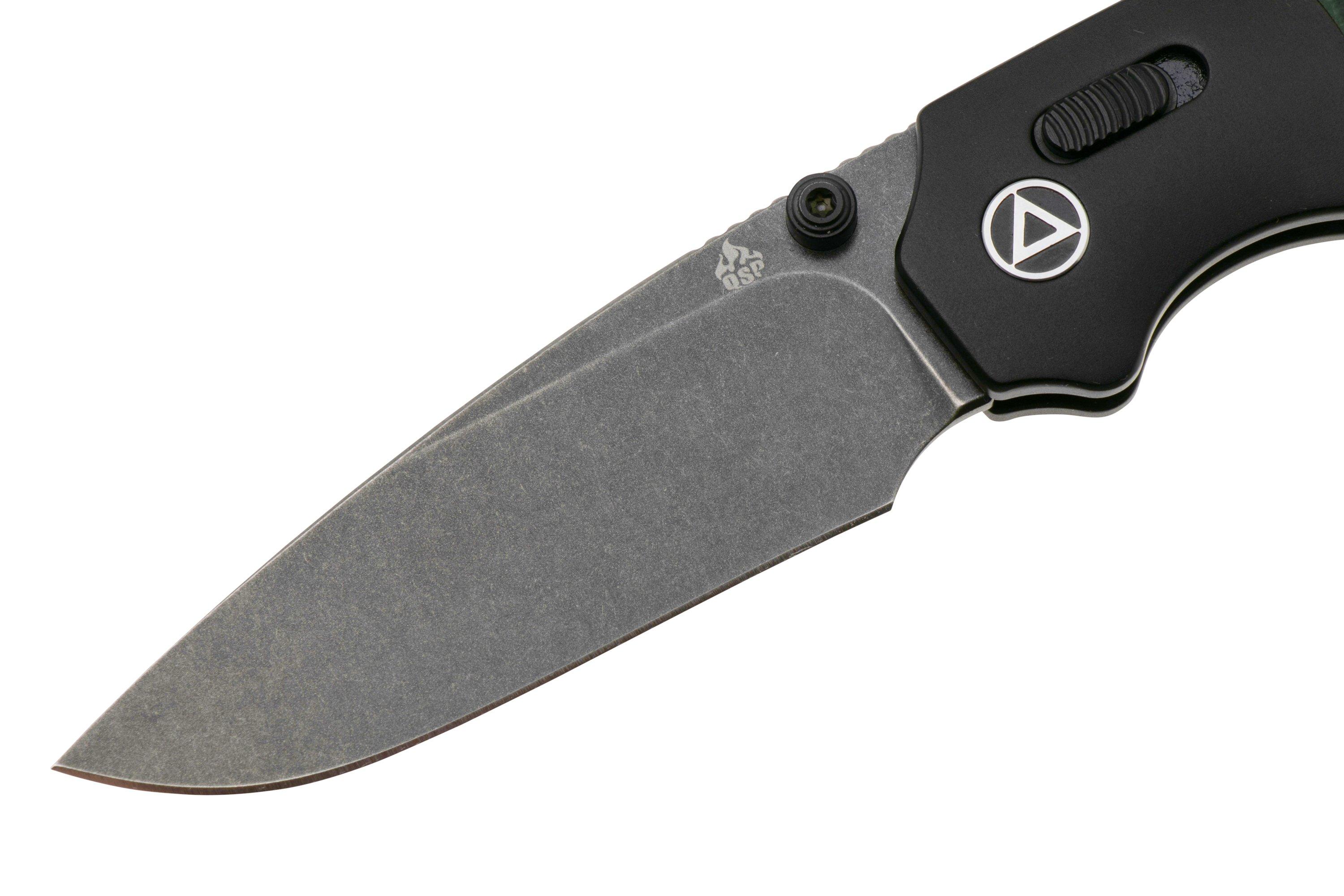 QSP Knife Vault QS157-B2 Dark Stonewashed Green Micarta, navalha, Jacob ...