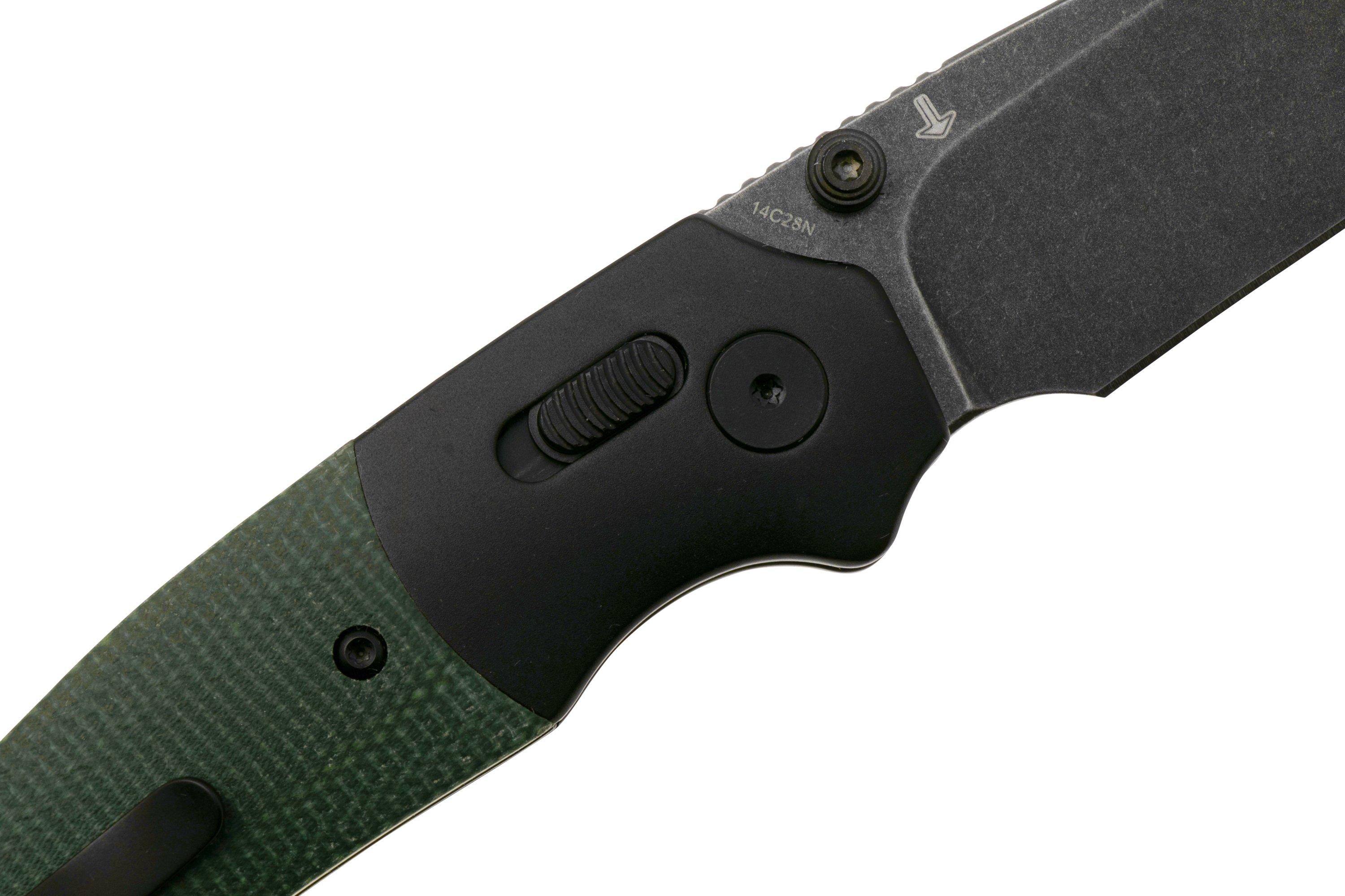 QSP Knife Vault QS157-B2 Dark Stonewashed Green Micarta, pocket knife ...