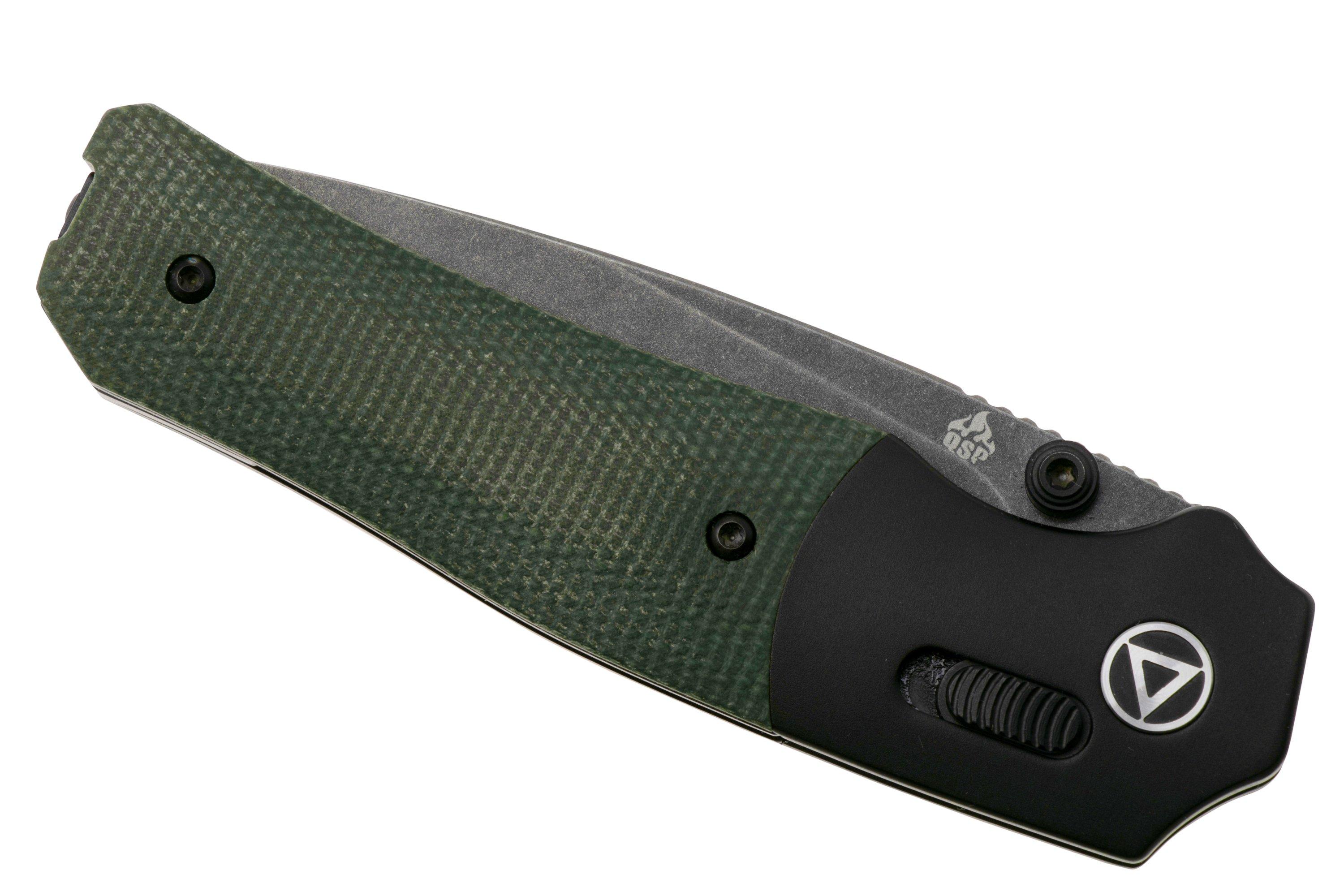 QSP Knife Vault QS157-B2 Dark Stonewashed Green Micarta, pocket knife ...