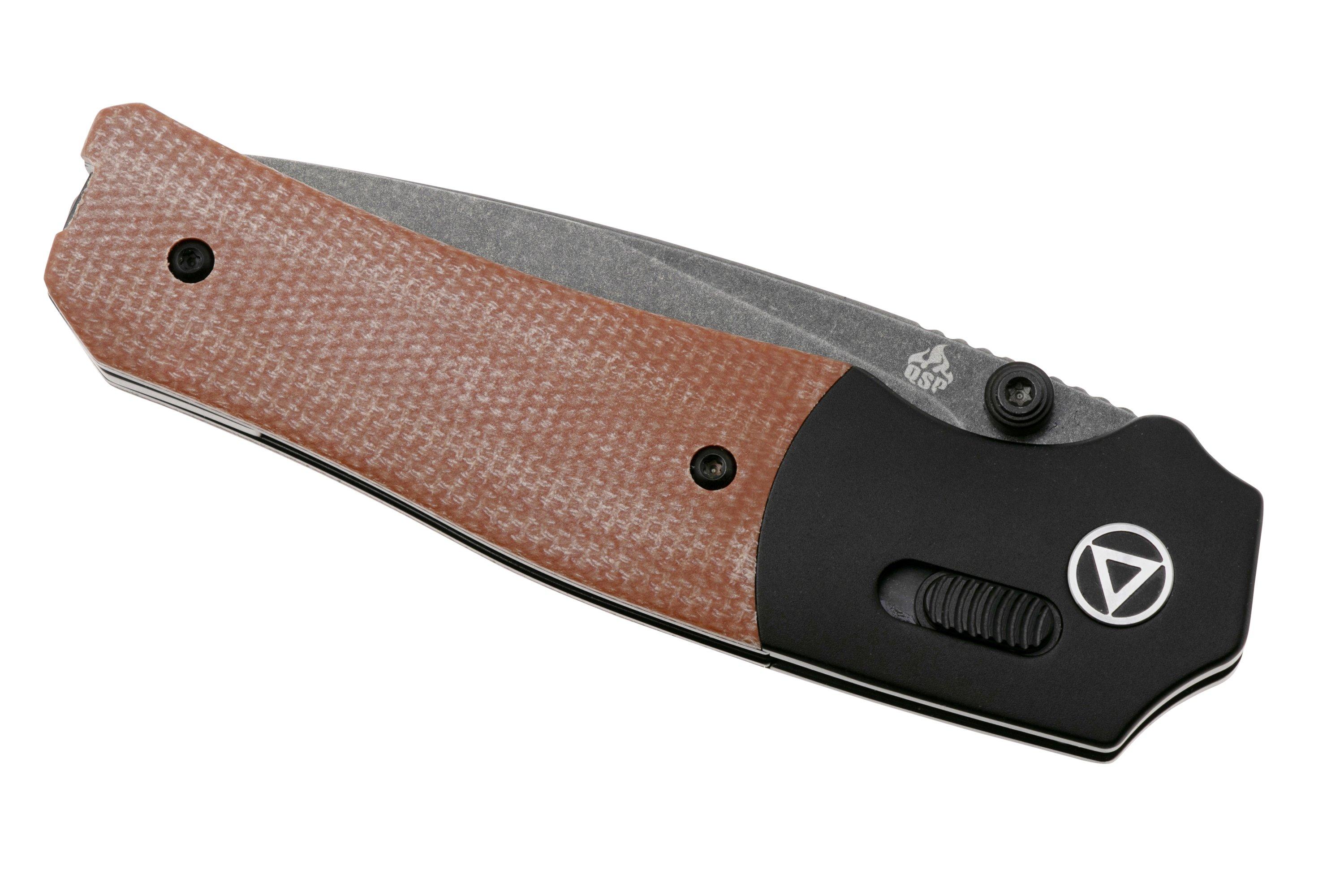 QSP Knife Vault QS157-C2 Dark Stonewashed Tan Micarta, pocket knife ...