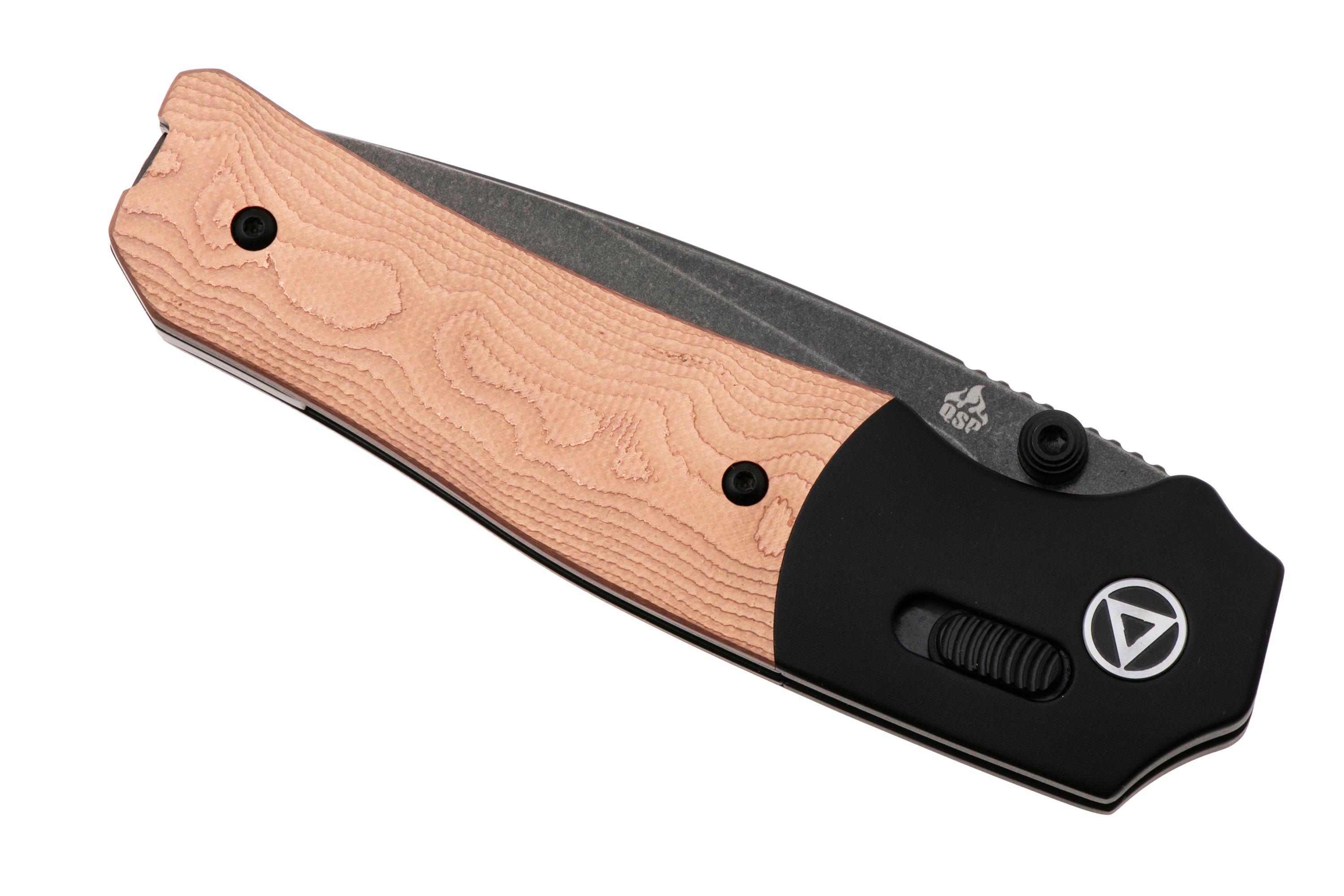 QSP Knife Vault QS157-D2 Blackwashed 14C28N, Copper Foil G10, pocket ...