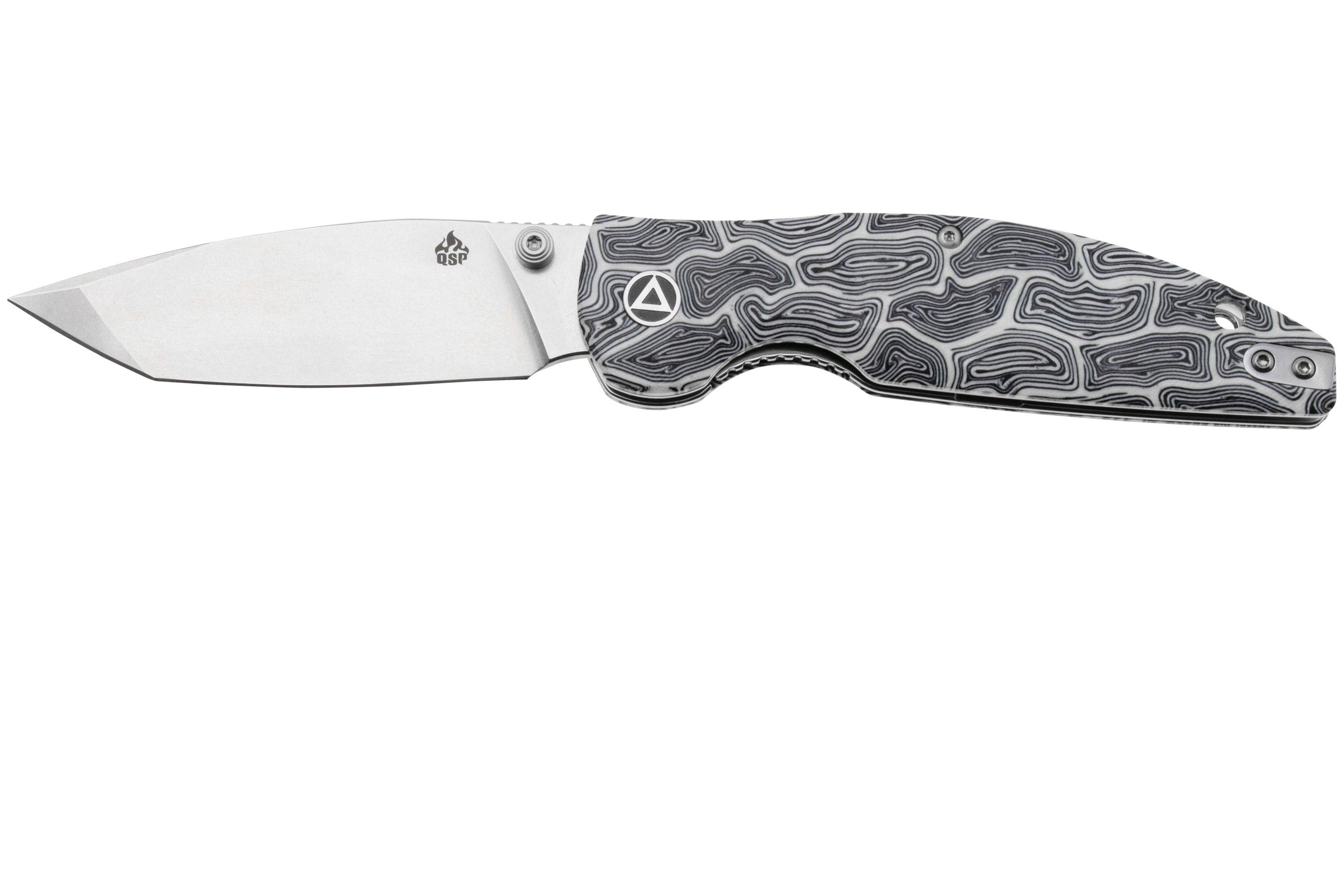 QSP Knife Turtle Punk QS158-B1 Stonewashed 14C28N Black White G10 ...