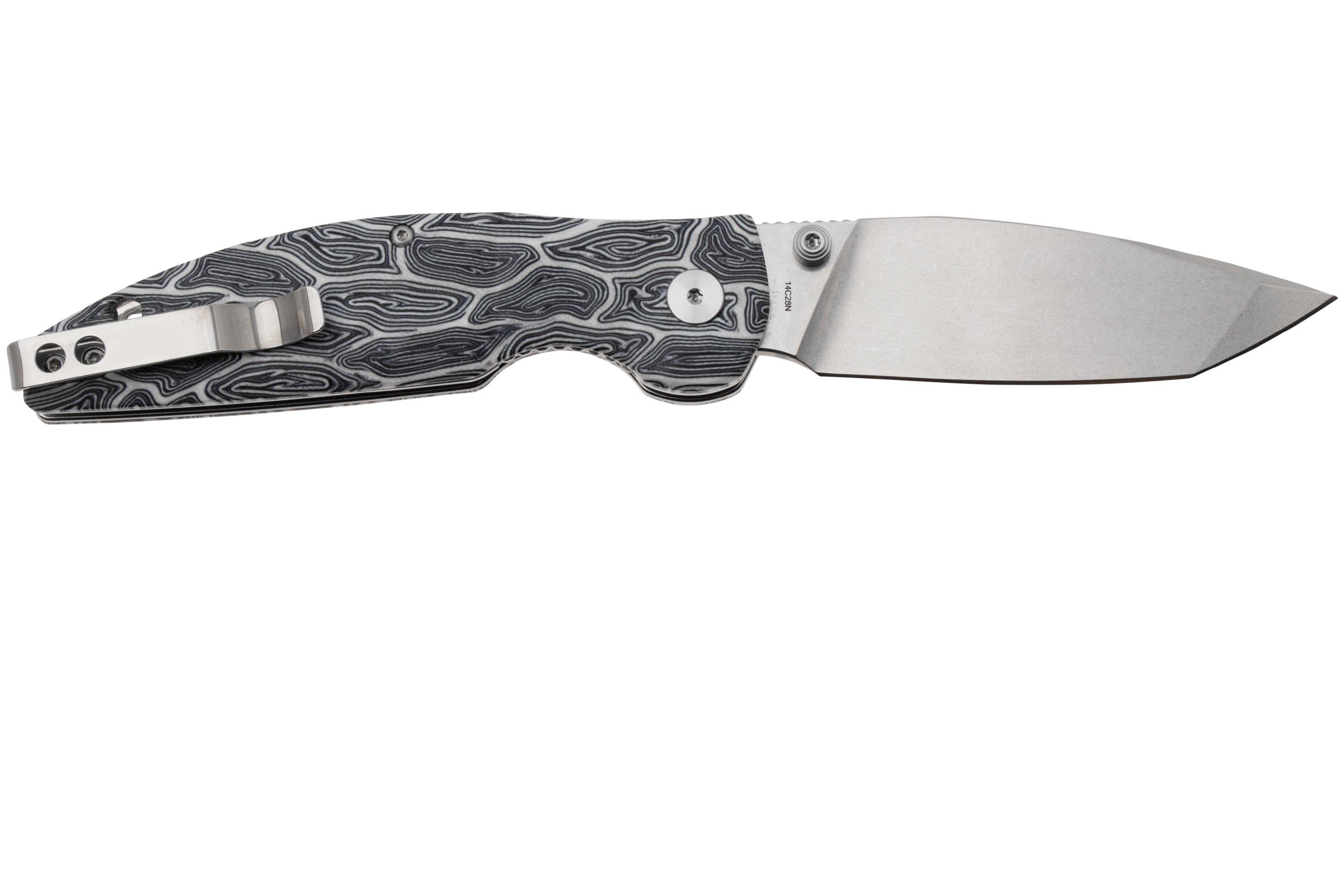 QSP Knife Turtle Punk QS158-B1 Stonewashed 14C28N Black White G10 ...