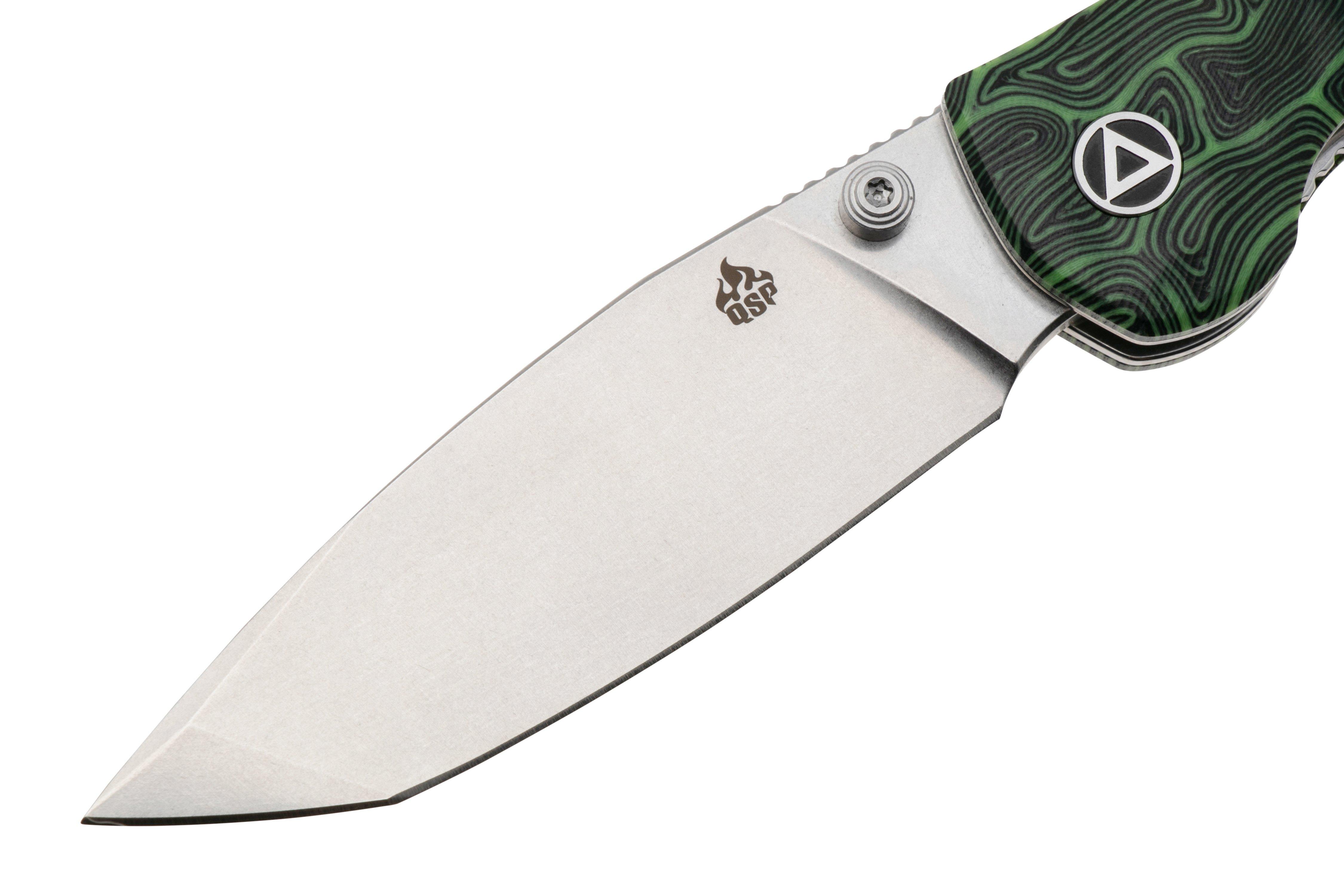 QSP Knife Turtle Punk QS158-C1 Stonewashed 14C28N Black Green G10 ...