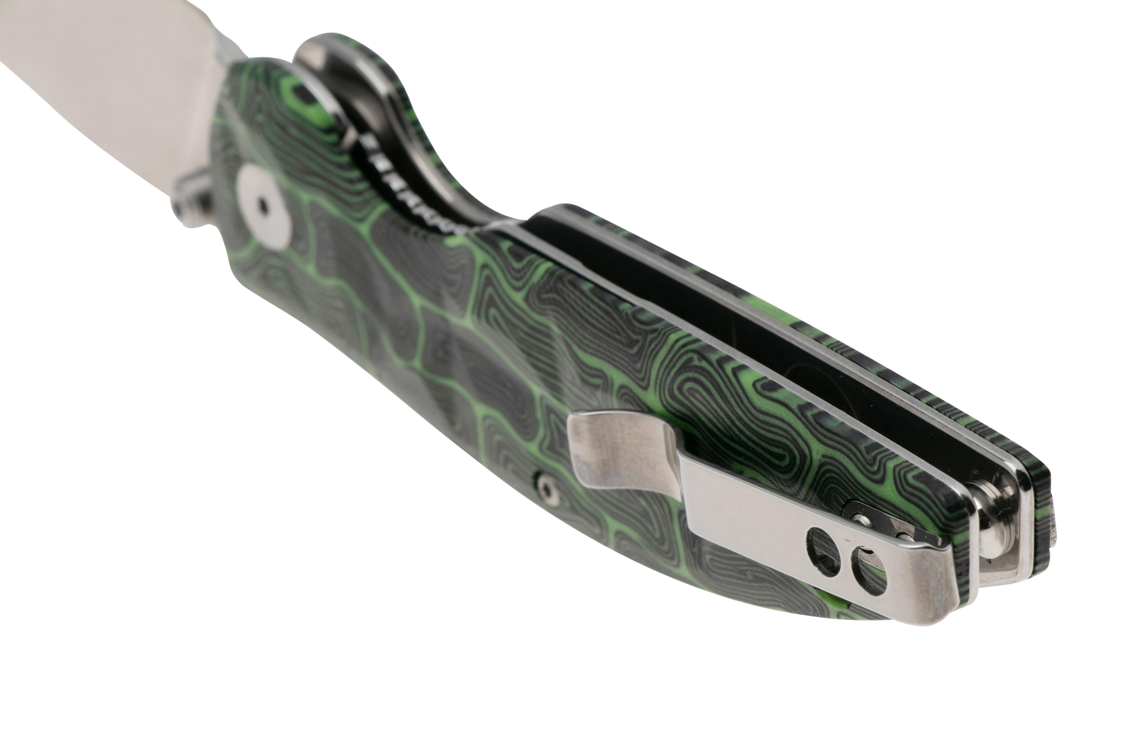 QSP Knife Turtle Punk QS158-C1 Stonewashed 14C28N Black Green G10 ...