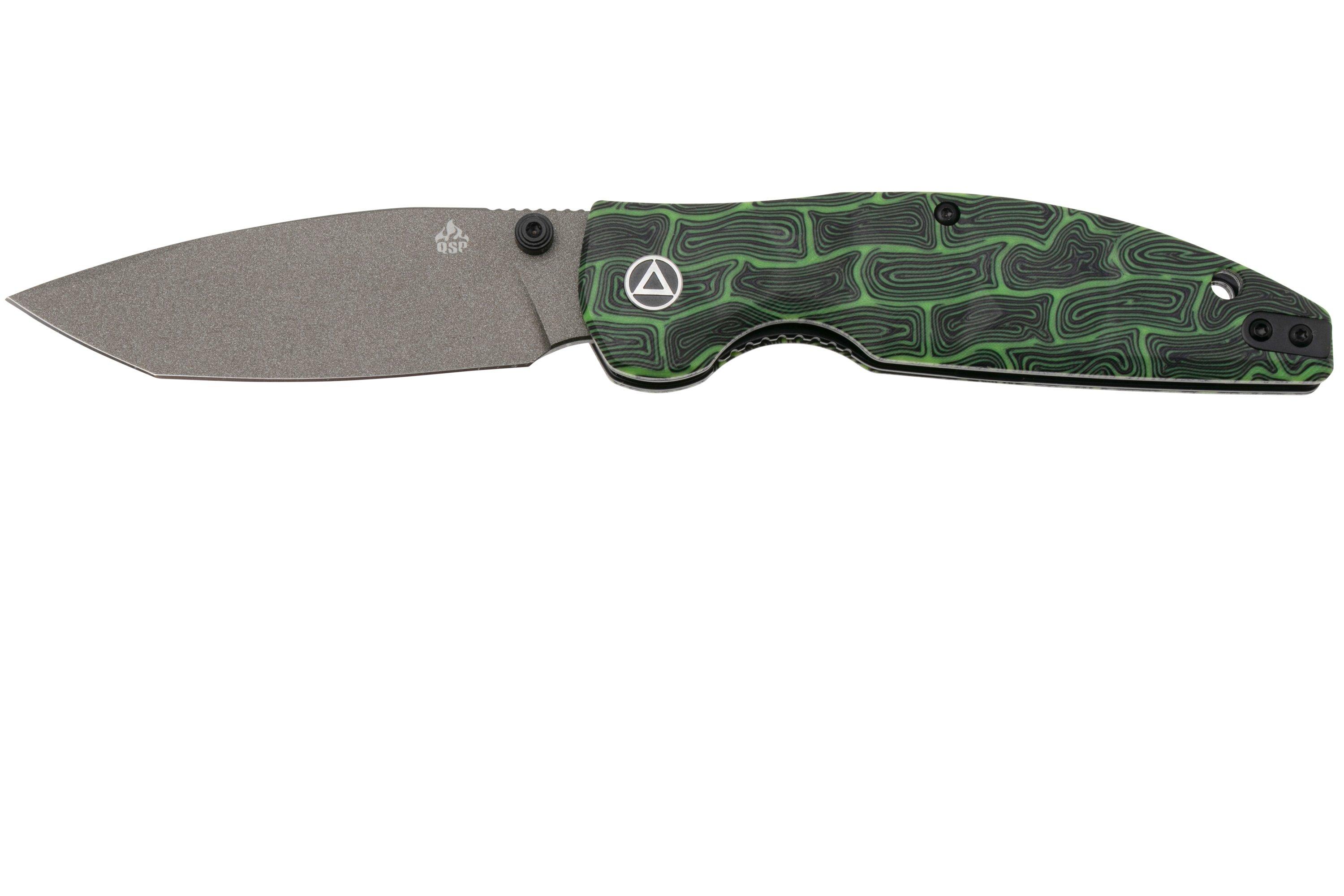 QSP Knife Turtle Punk QS158-C2 Ceramic Coated 14C28N Black Green G10 ...