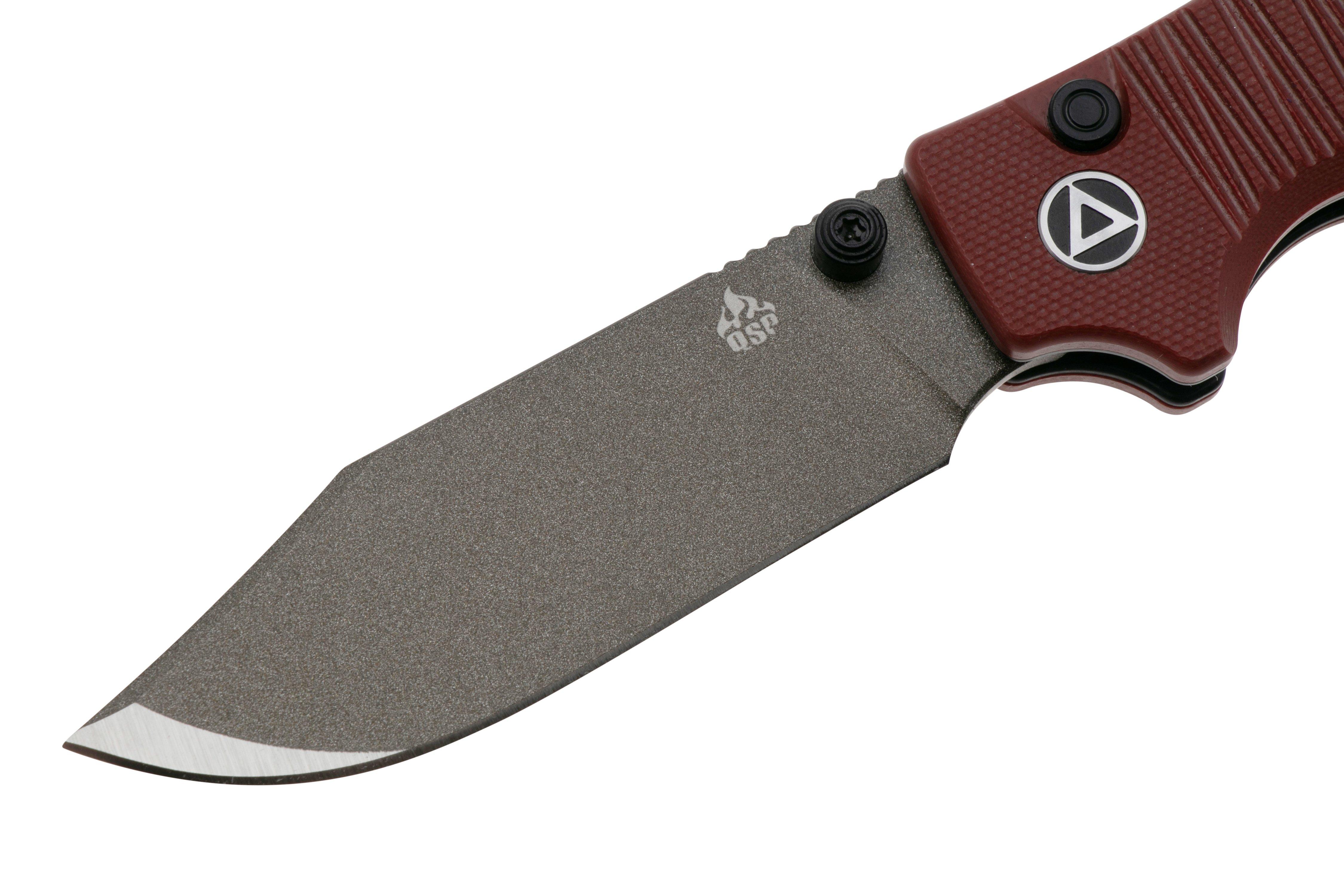 QSP Knife Kali QS159-A2 Ceramic Coated 14C28N Dark Red G10, pocket ...