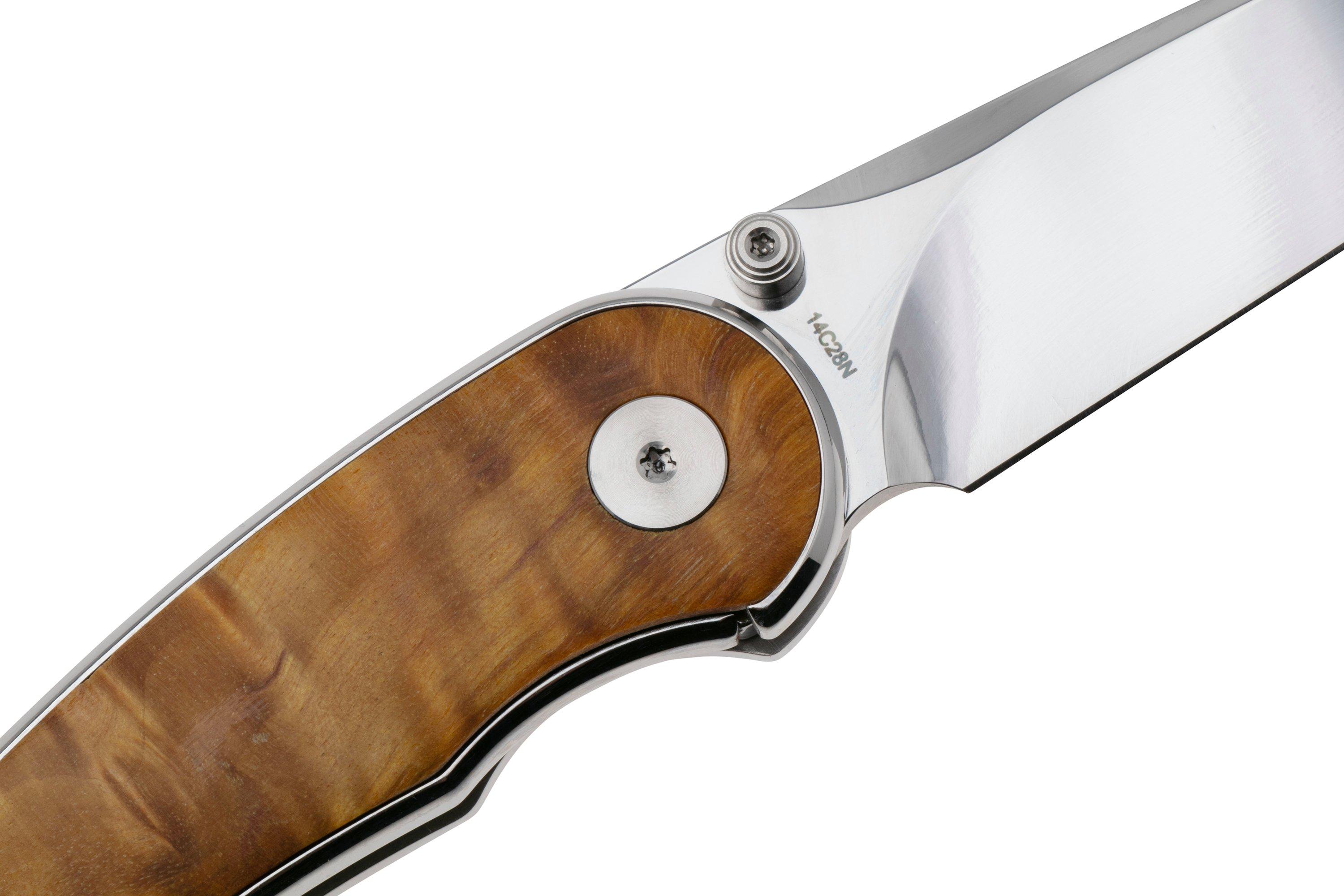 QSP Knife Dolphin 161-B Polished 14C28N, Stabilized Wood, Taschenmesser ...